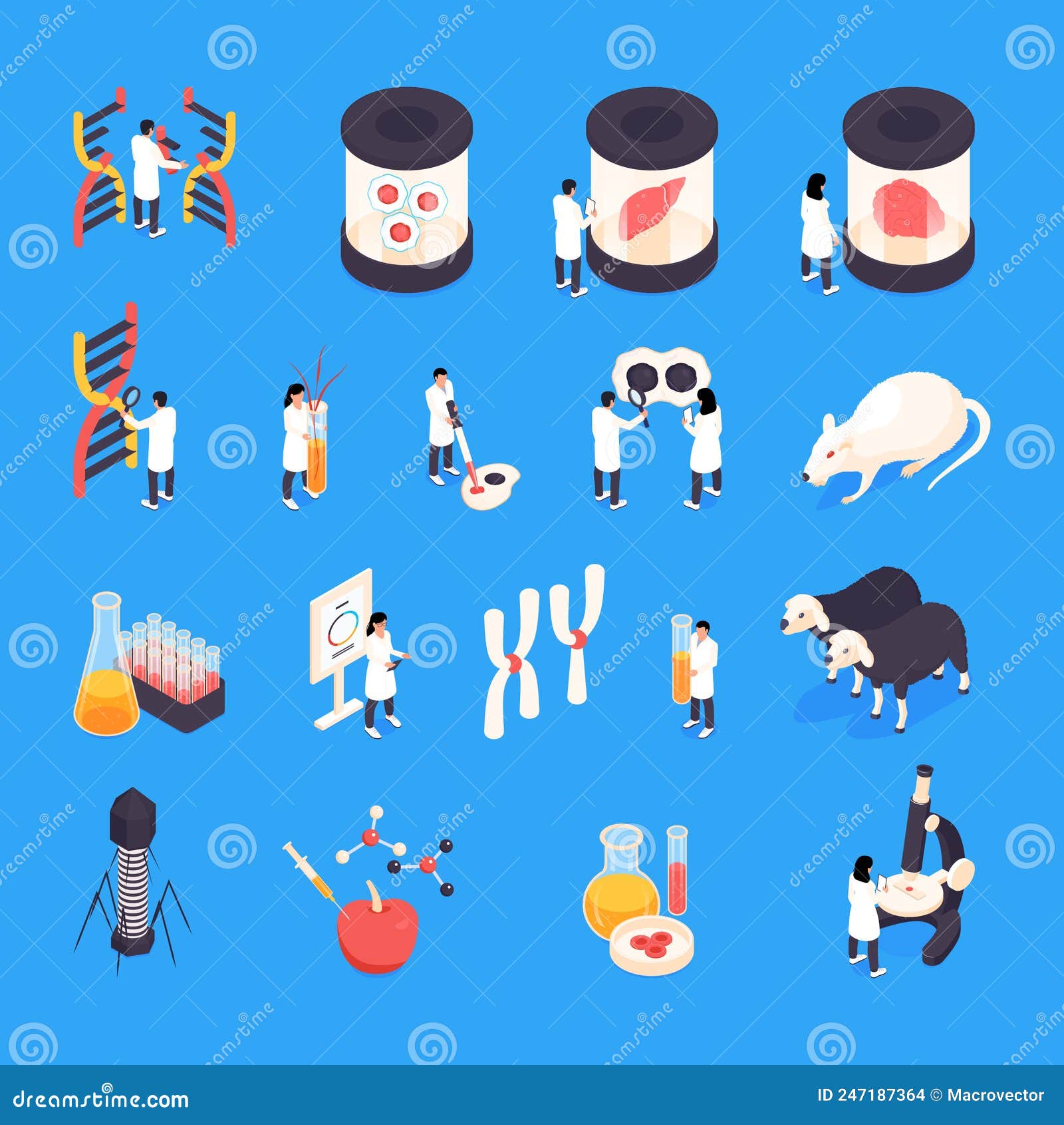 Isometric Genetic Engineering Set Stock Illustration - Illustration of ...