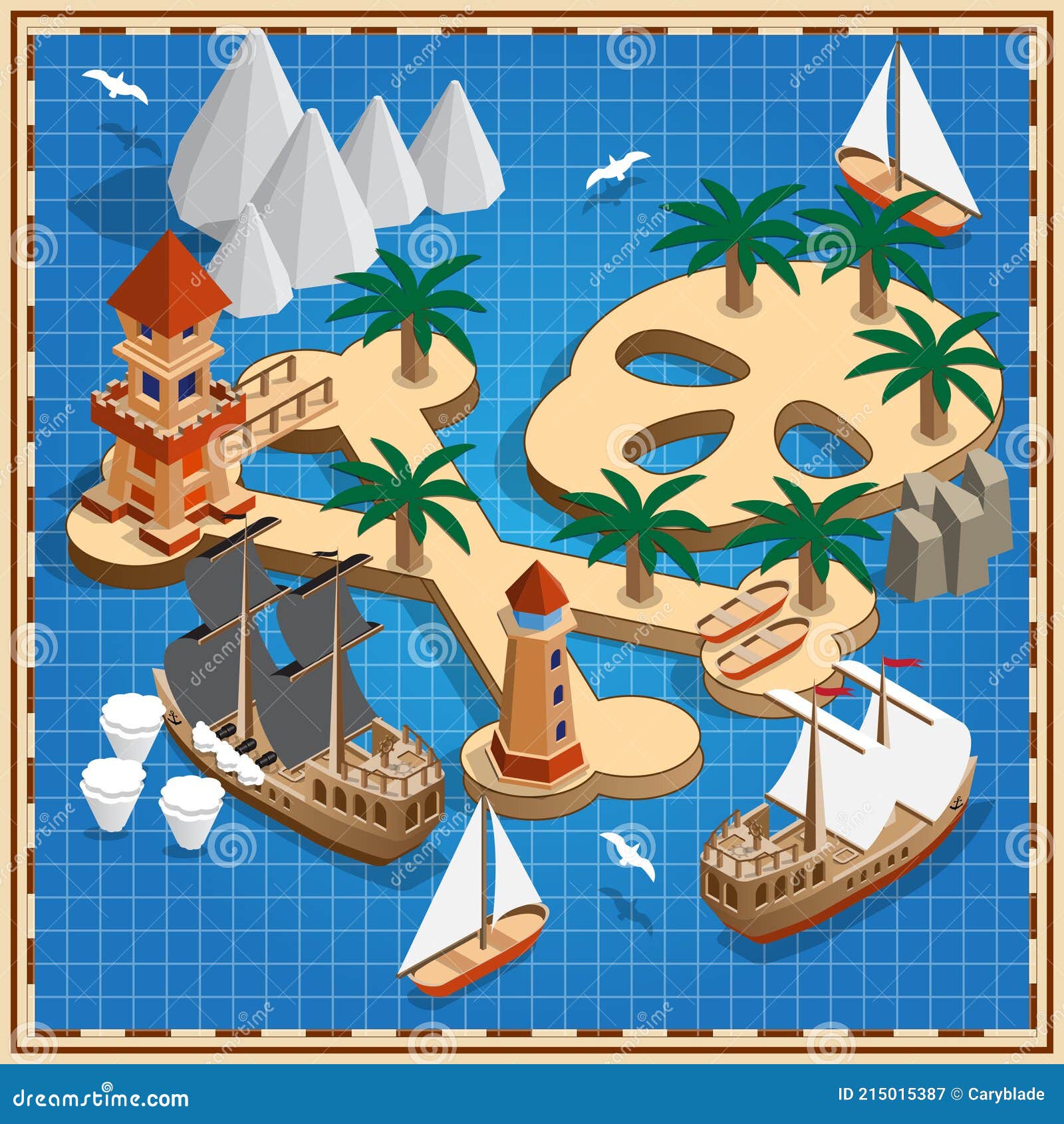 Pirate Island in the Form of a Skull. Stock Vector - Illustration of ...