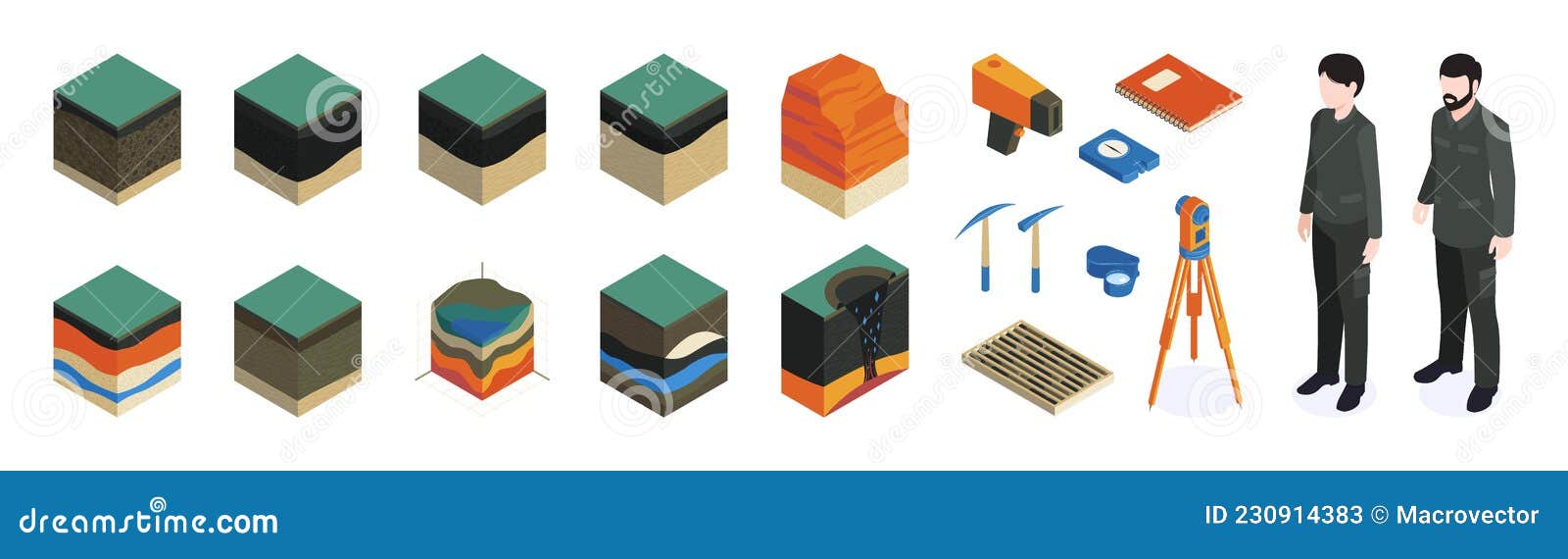 Isometric Geological Color Icon Set Stock Vector - Illustration of core ...