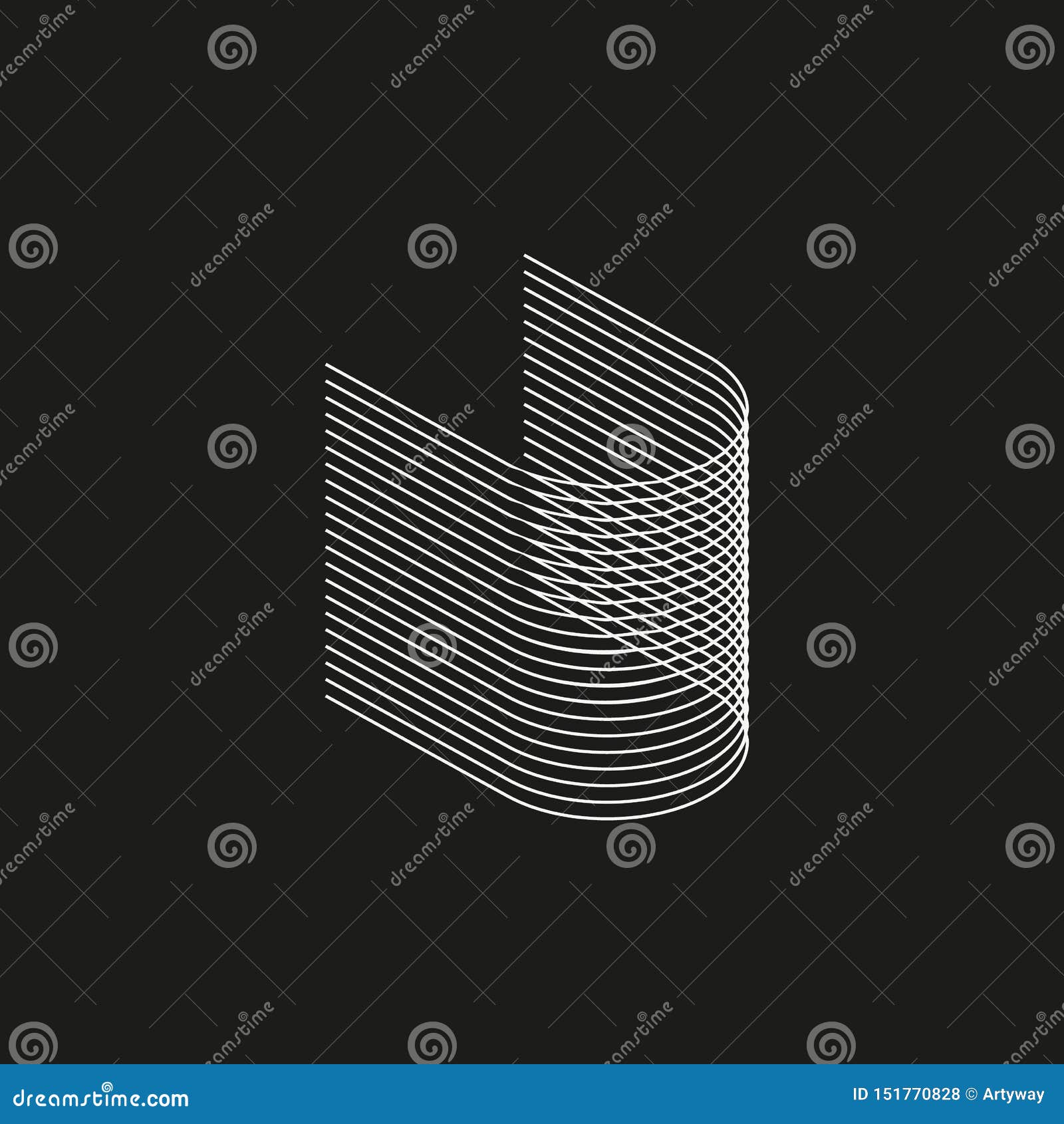 Isometric Geometric Font. Line Blend Style Letter U. Typography Design ...