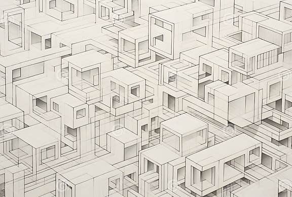 Isometric Geometric Grid Design with Depth Stock Illustration ...