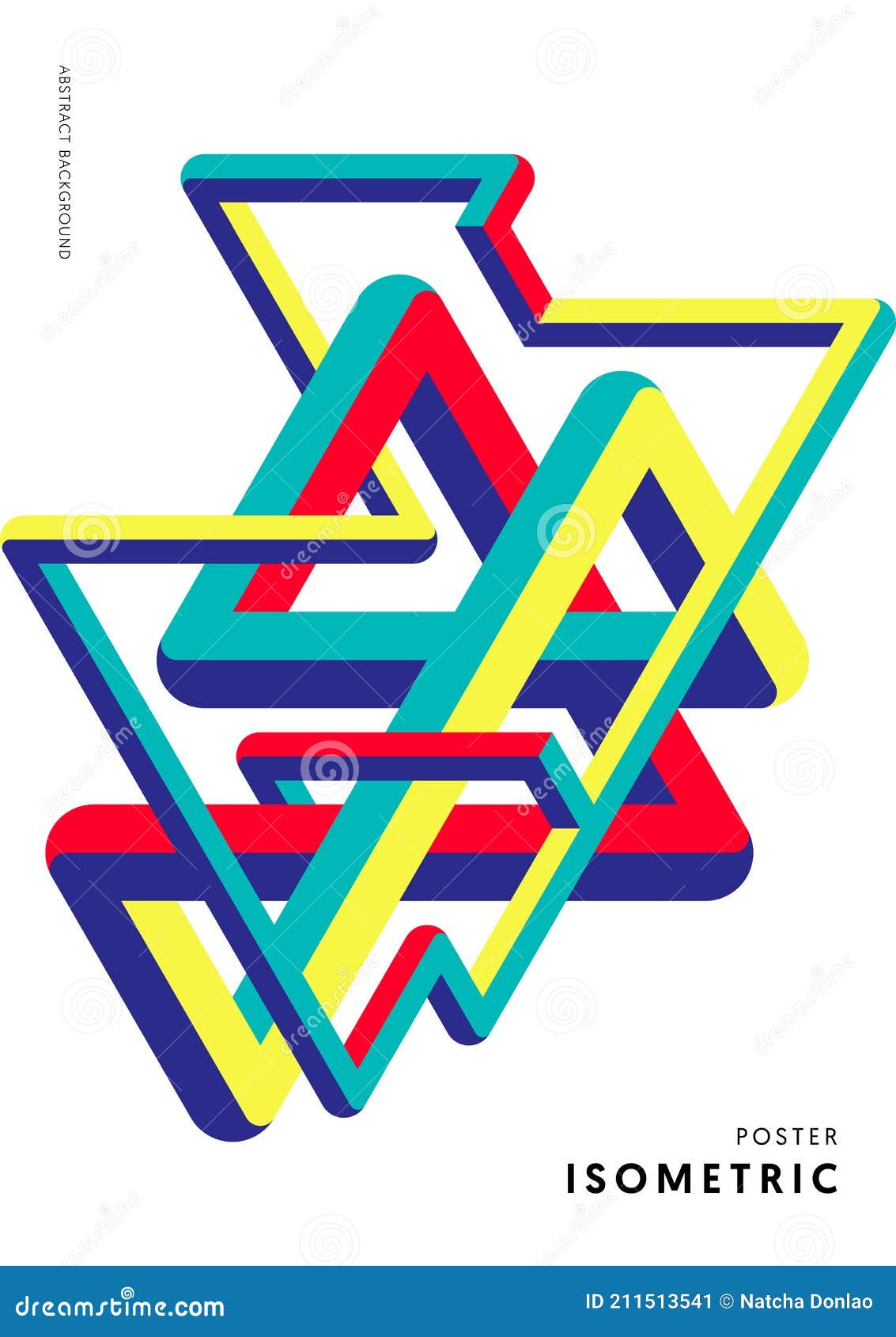 Isometric Geometric Shape Design Template Poster Abstract Background ...