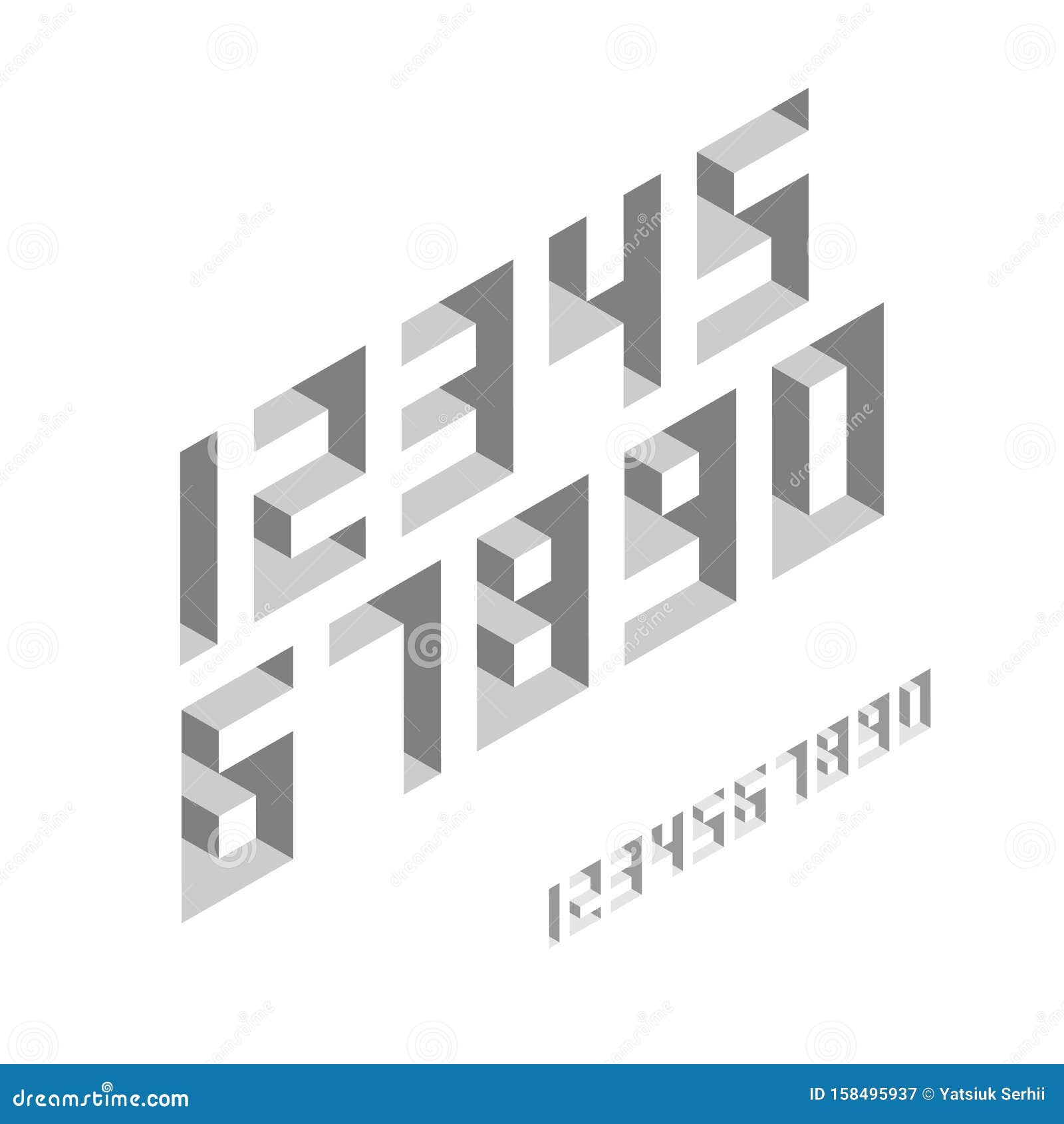 Isometric and Geometric Shapes of Numbers. Stock Illustration ...