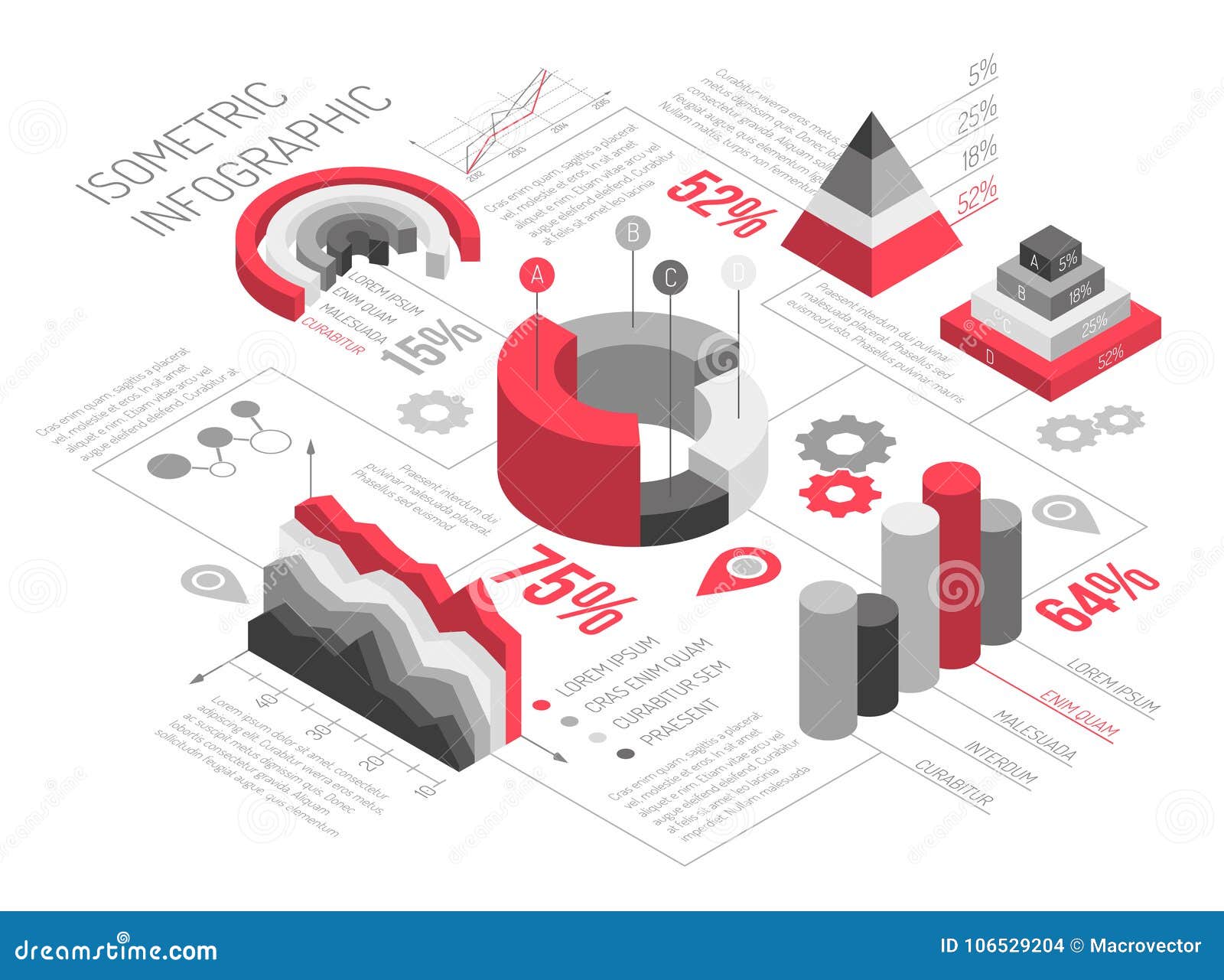 Isometric Of Diagrams With Various Stages Of Growth Vector Illustration ...