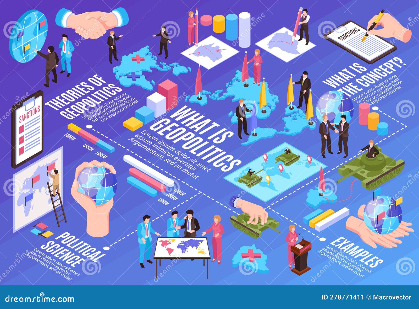 Isometric Geopolitics Infographic Composition Иллюстрация вектора ...