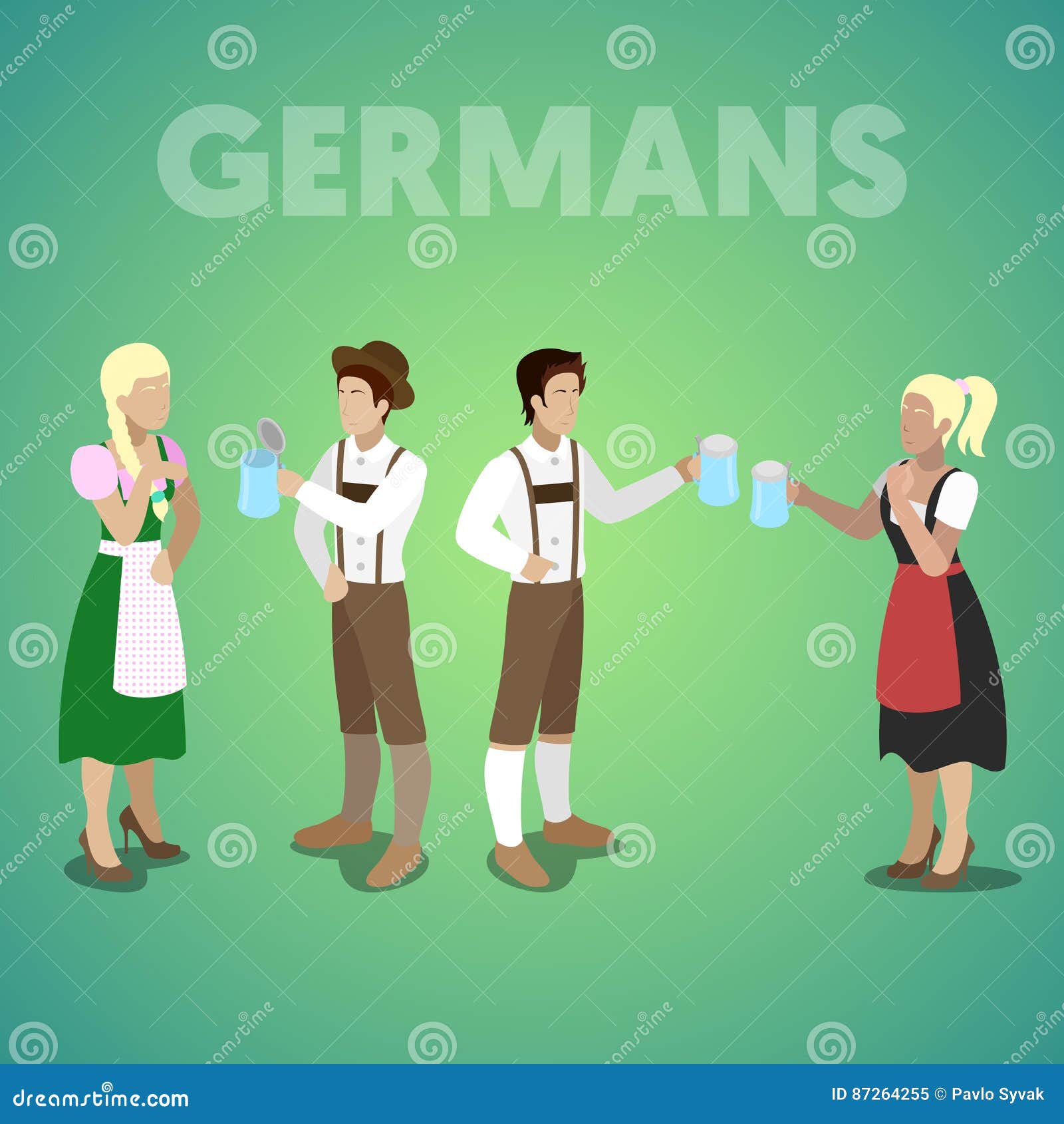 Isometric German People in Traditional Clothes Stock Vector ...
