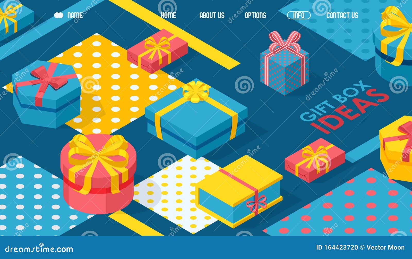 Isometric Gift Boxes Website Design, Vector Illustration. Landing Page ...