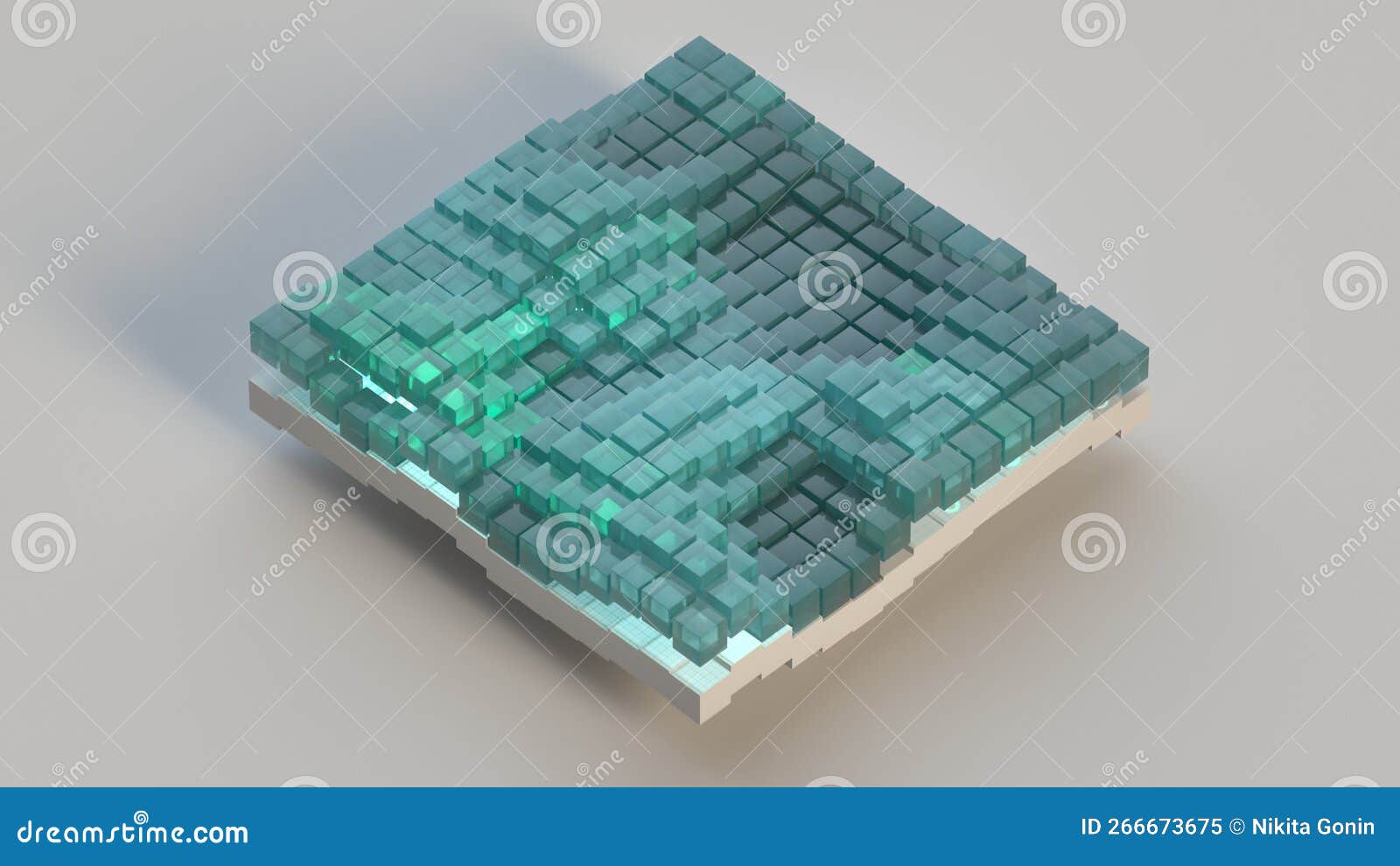 Isometric Glass Cubes 3D Render Stock Illustration - Illustration of ...