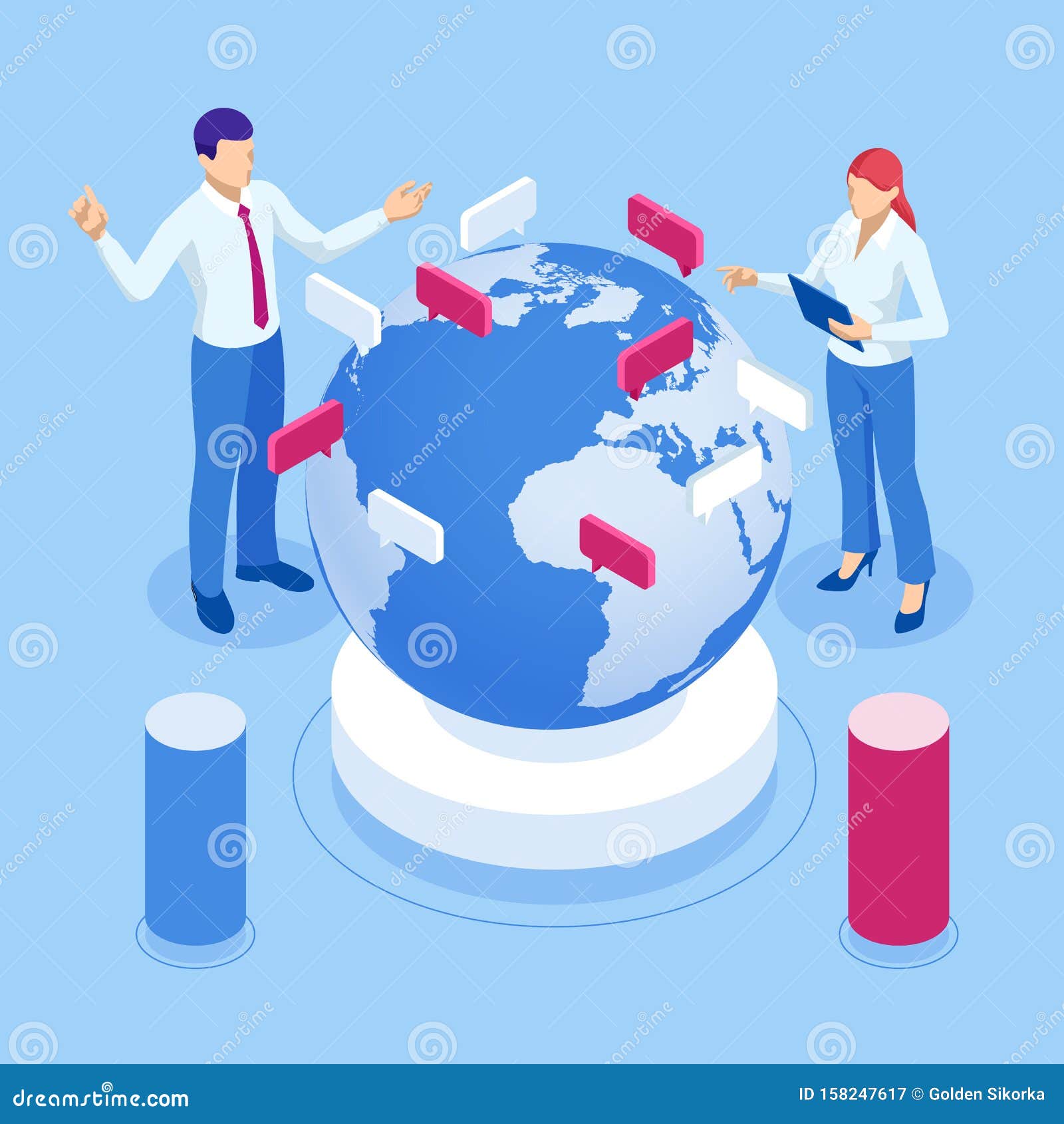 Isometric Global Business of Connections and Information Transfer in ...