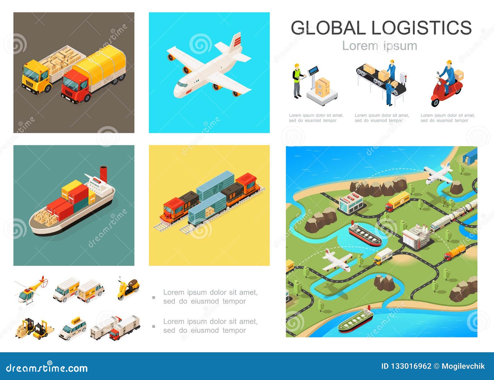 Isometric Global Logistics Infographic Concept Stock Vector ...