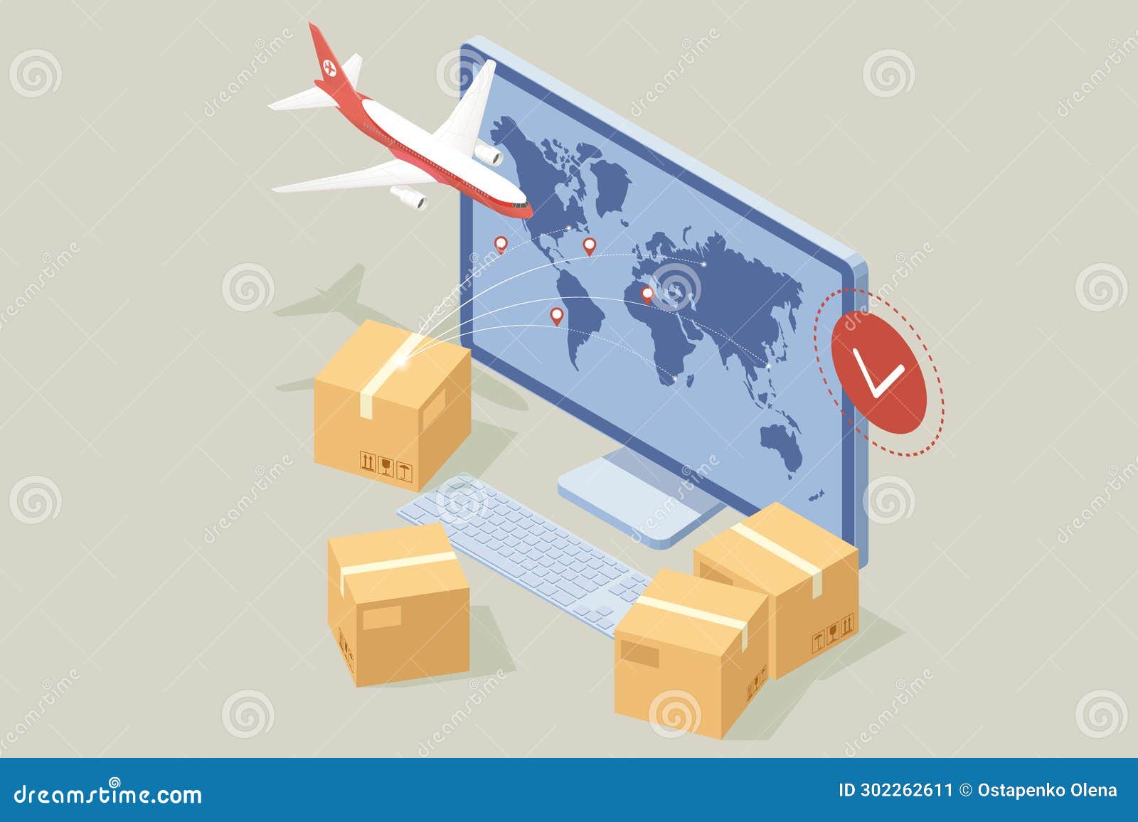 Isometric Global Logistics Network. on-time Delivery. Interactive Panel ...