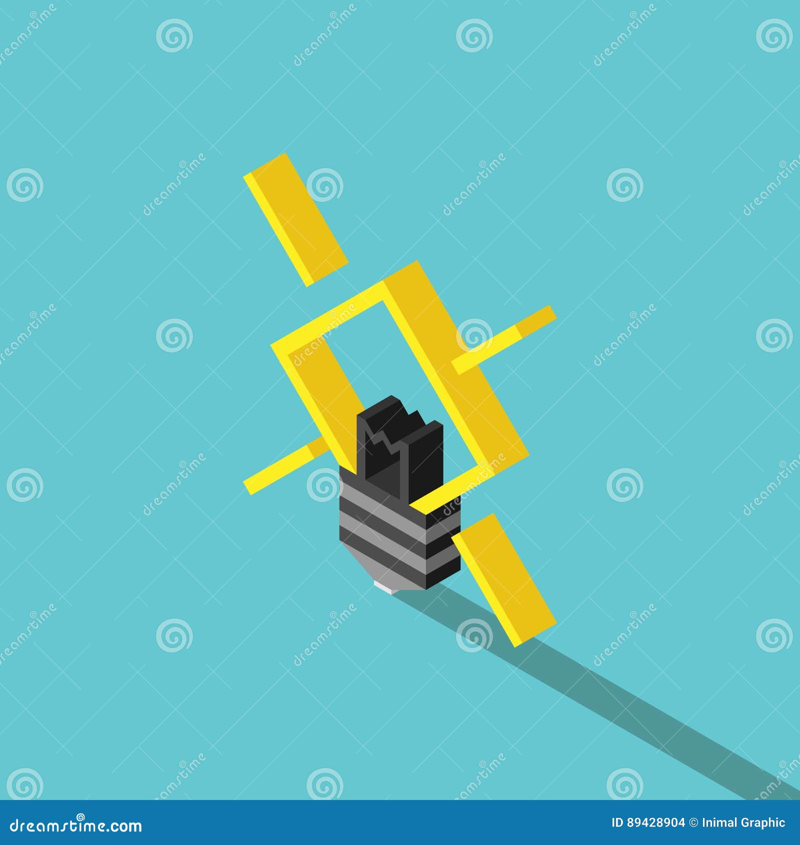 Isometric Glowing Light Bulb Stock Vector - Illustration of business ...