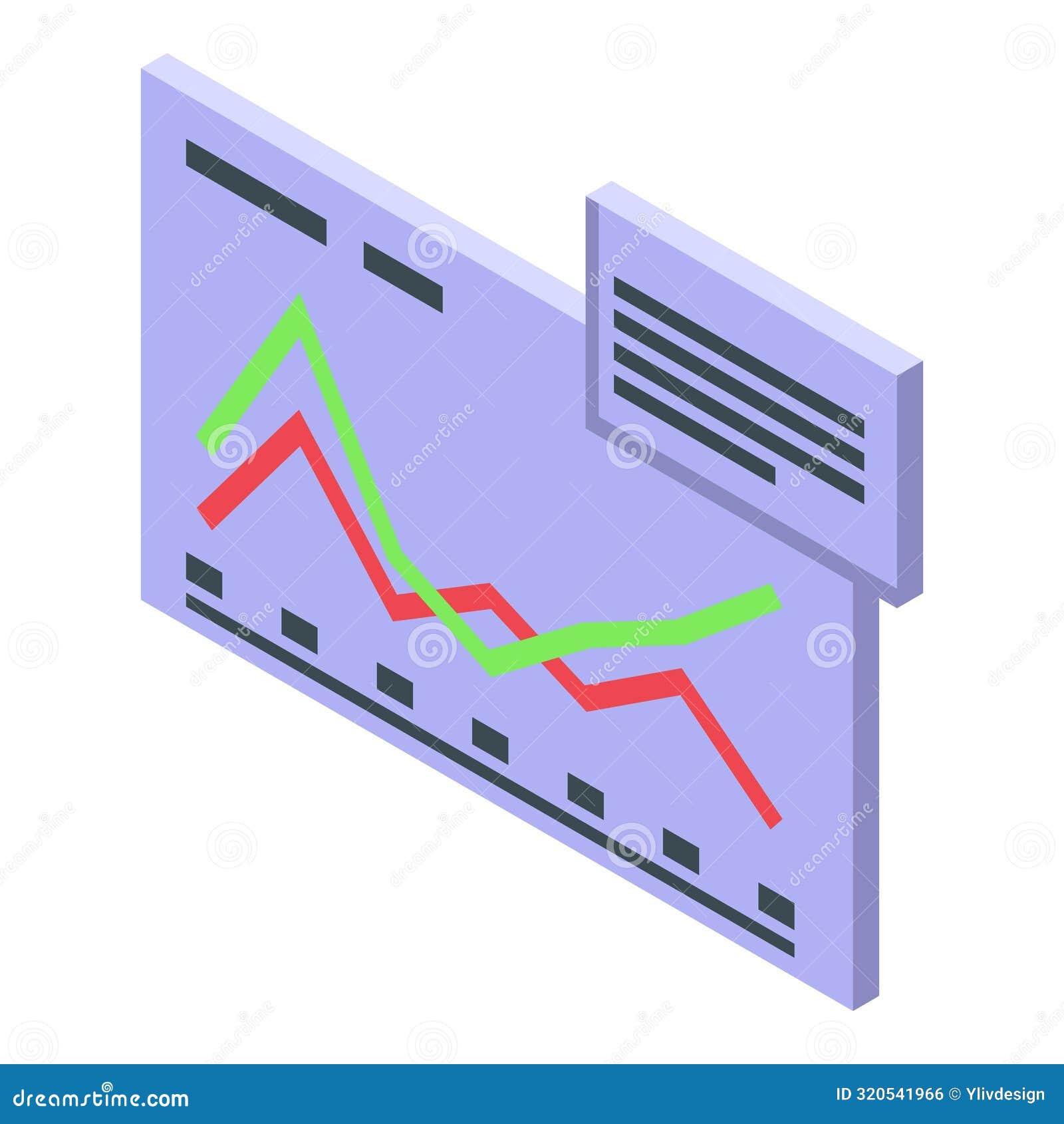 Isometric Graph Chart with Trends on Display Stock Vector ...