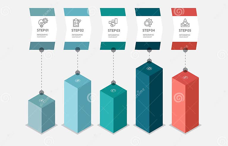 Isometric Graph Infographics Timeline Element Business Workflow Data ...