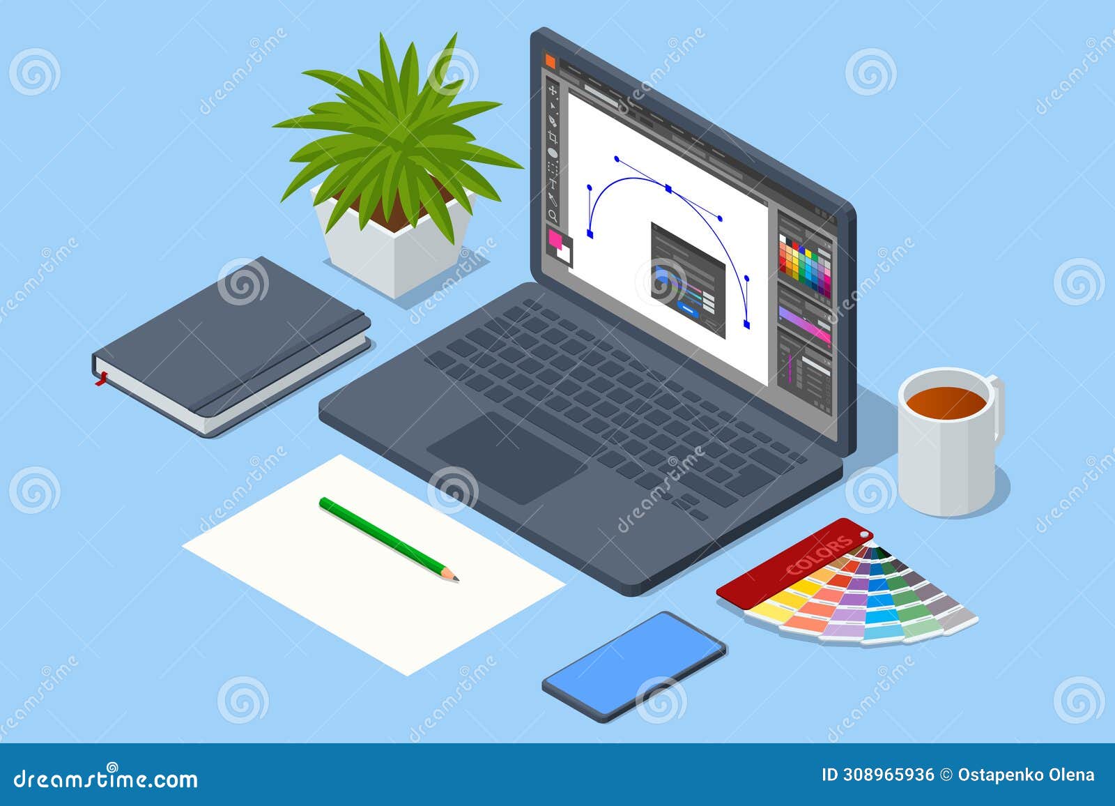 Isometric Graphic Design Studio. Graphic Designer at Work. Graphic ...