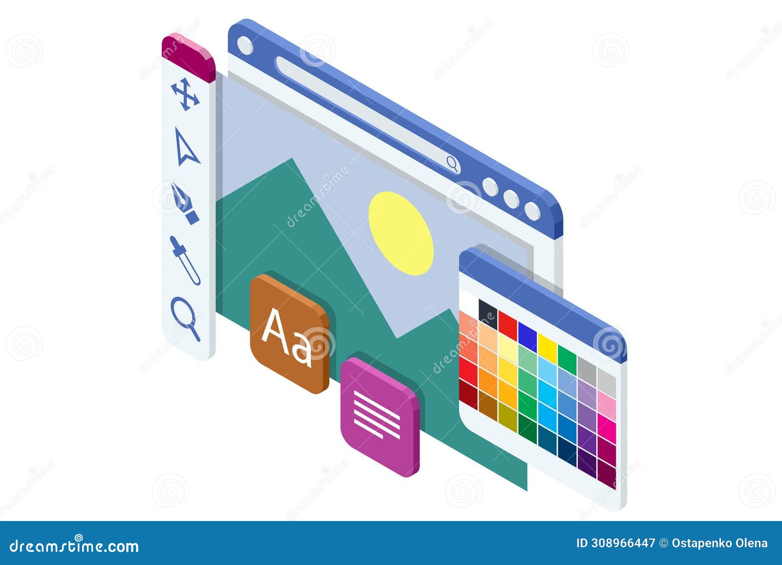 Isometric Graphic Design Studio. Graphic Designer at Work. Graphic ...