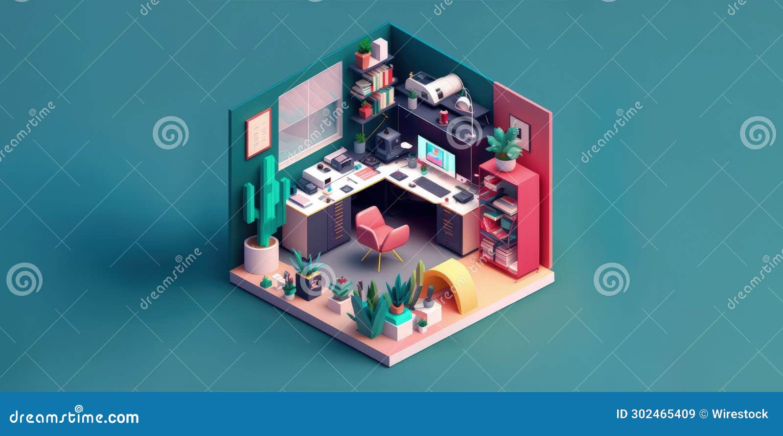Isometric Graphic Designer Office Design. AI-generated Stock Illustration - Illustration of ...