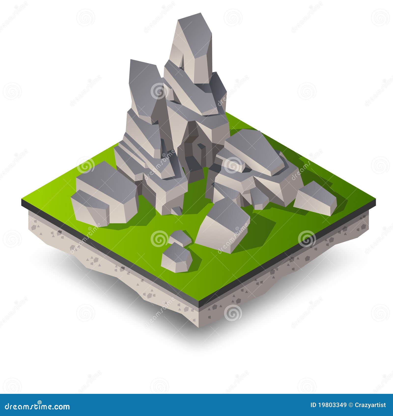 Isometric Gray Cliffs, Ricks and Stones Stock Vector - Illustration of ...