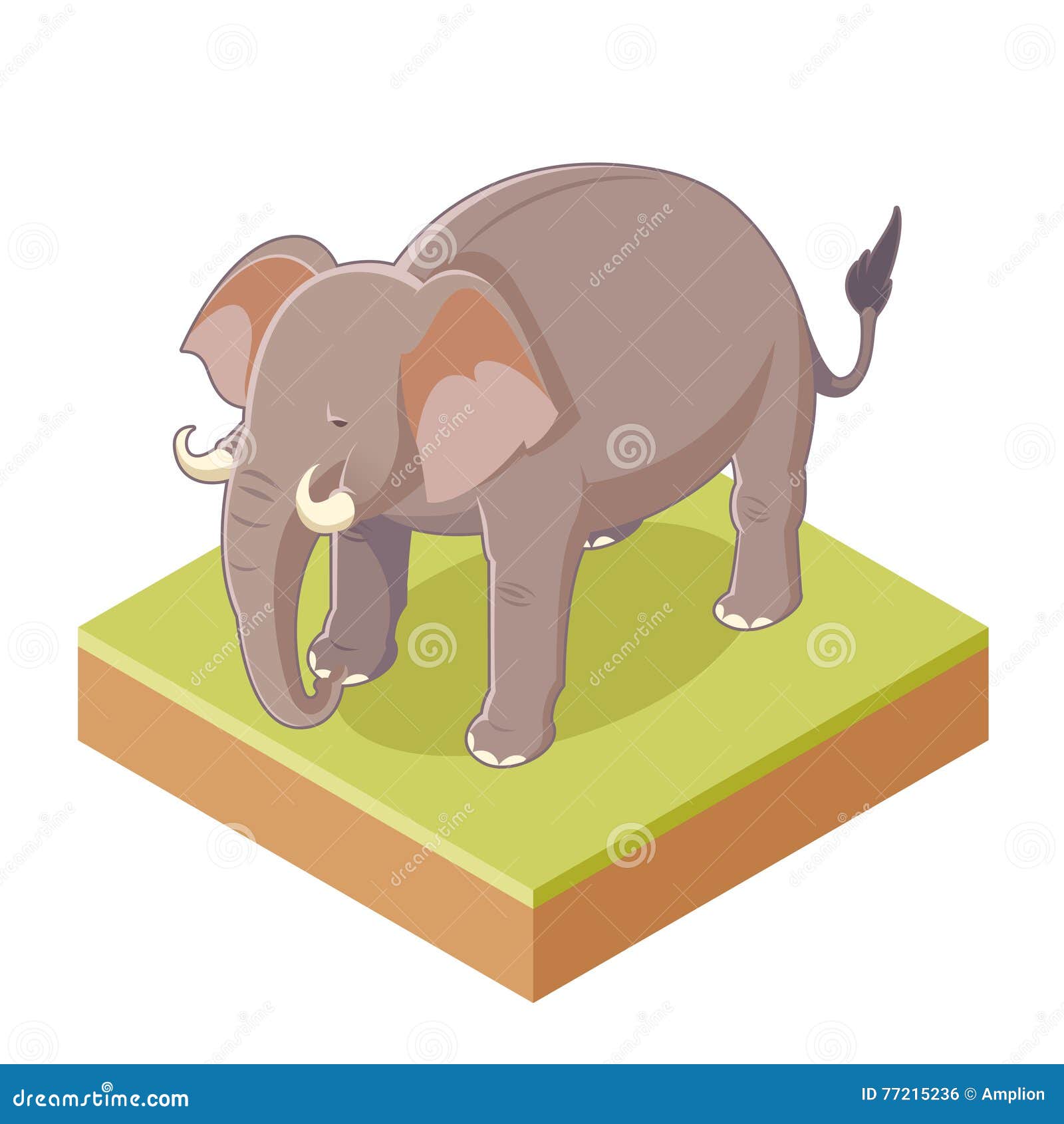 Isometric Gray Elephant stock vector. Illustration of elephant - 77215236