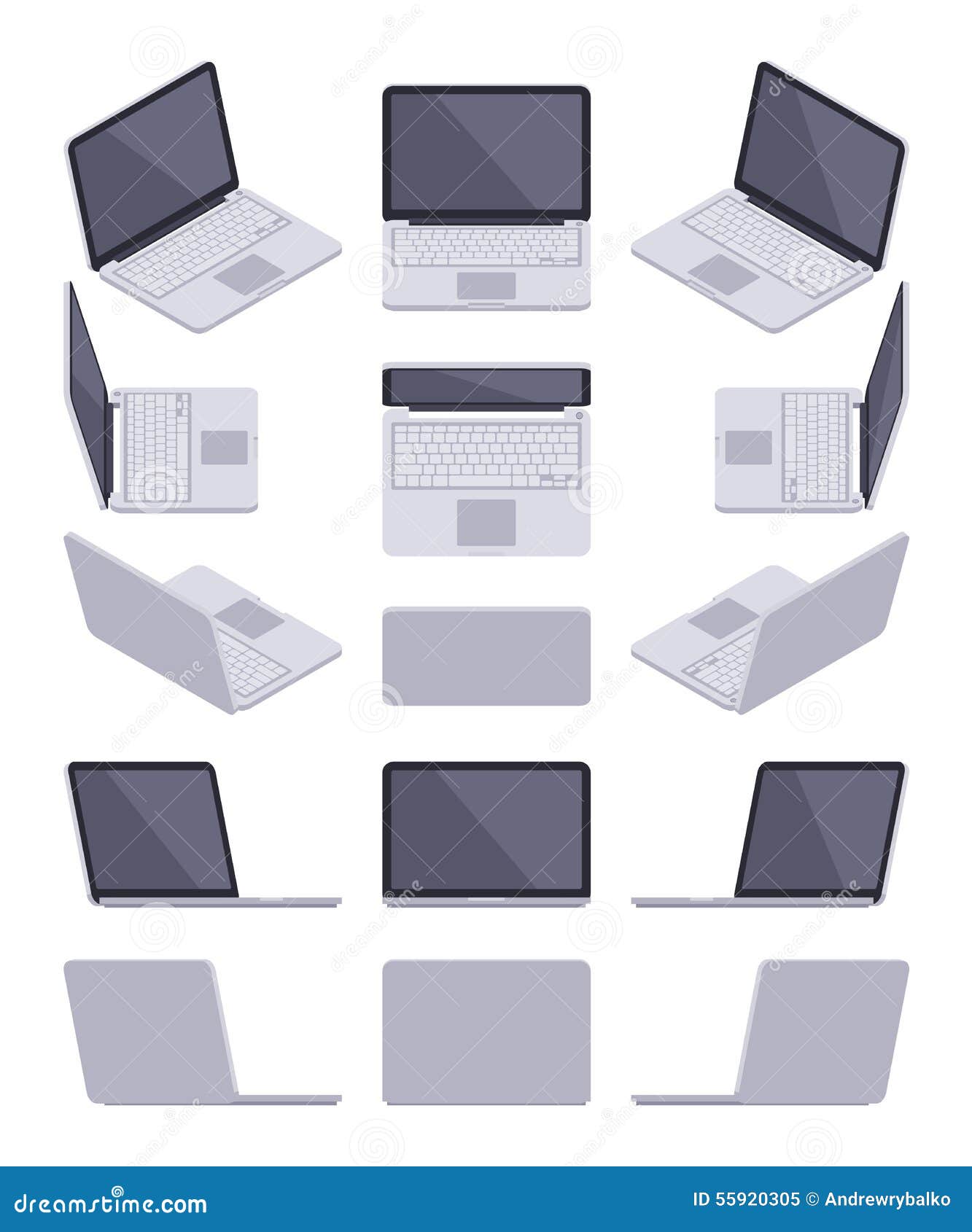 Isometric gray laptop stock vector. Illustration of open - 55920305