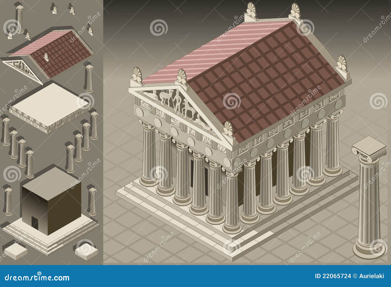 Isometric Greek Temple (Ionic Architecture) Stock Vector - Illustration ...