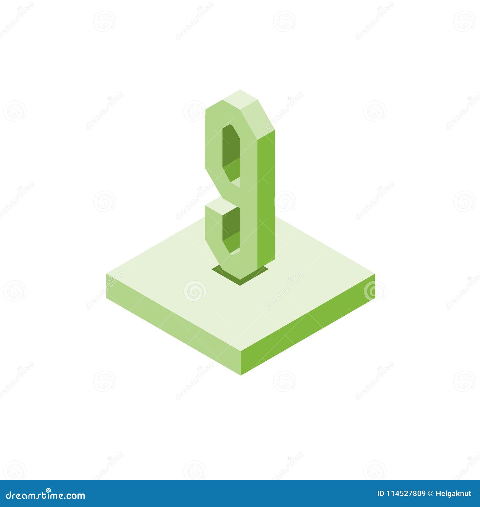 Isometric Green Nine Icon on Square, 3d Character Stock Illustration ...