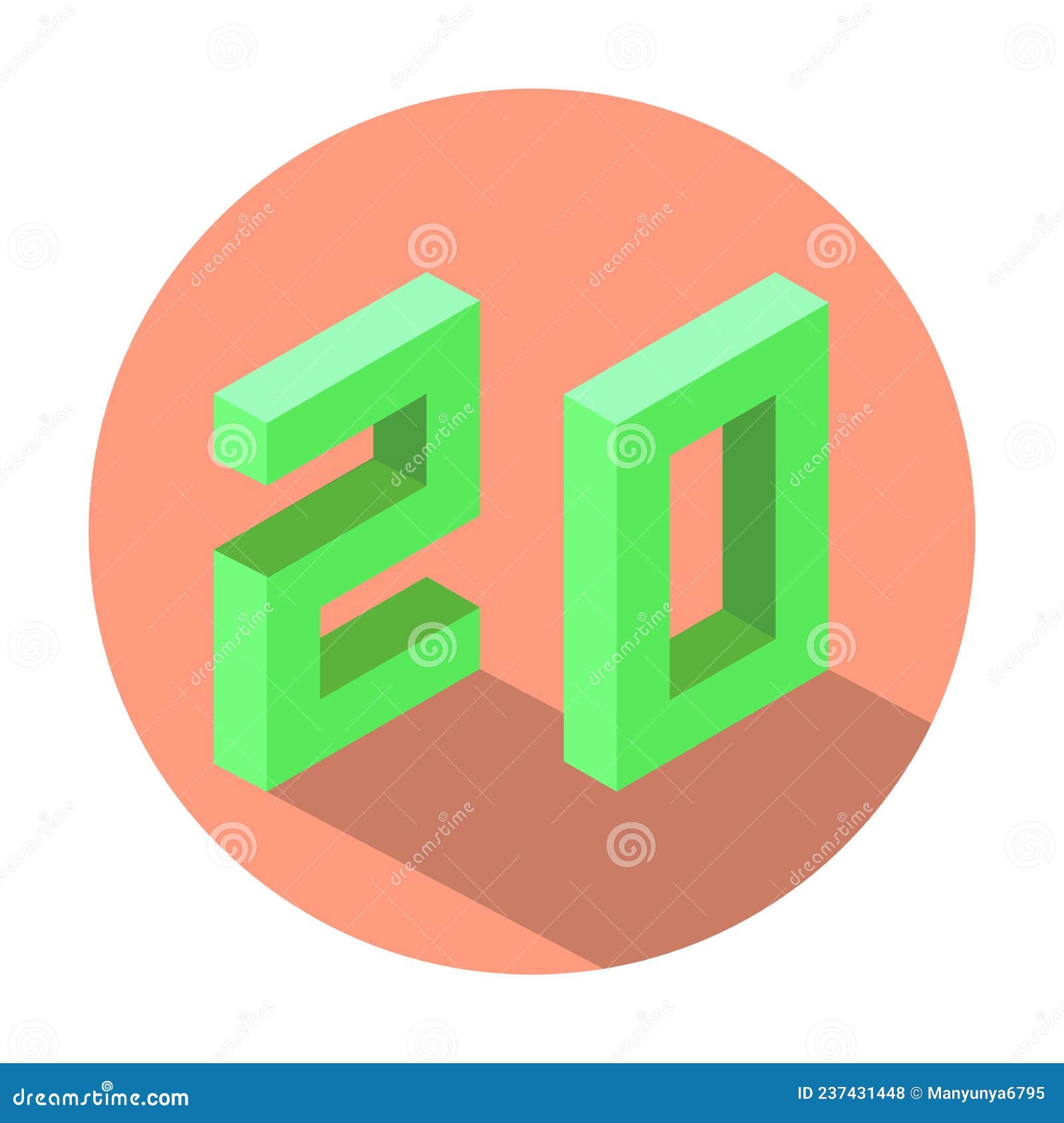 Pop Art Yellow Number 20 Over Pink Dotted Circle. Stock Vector ...