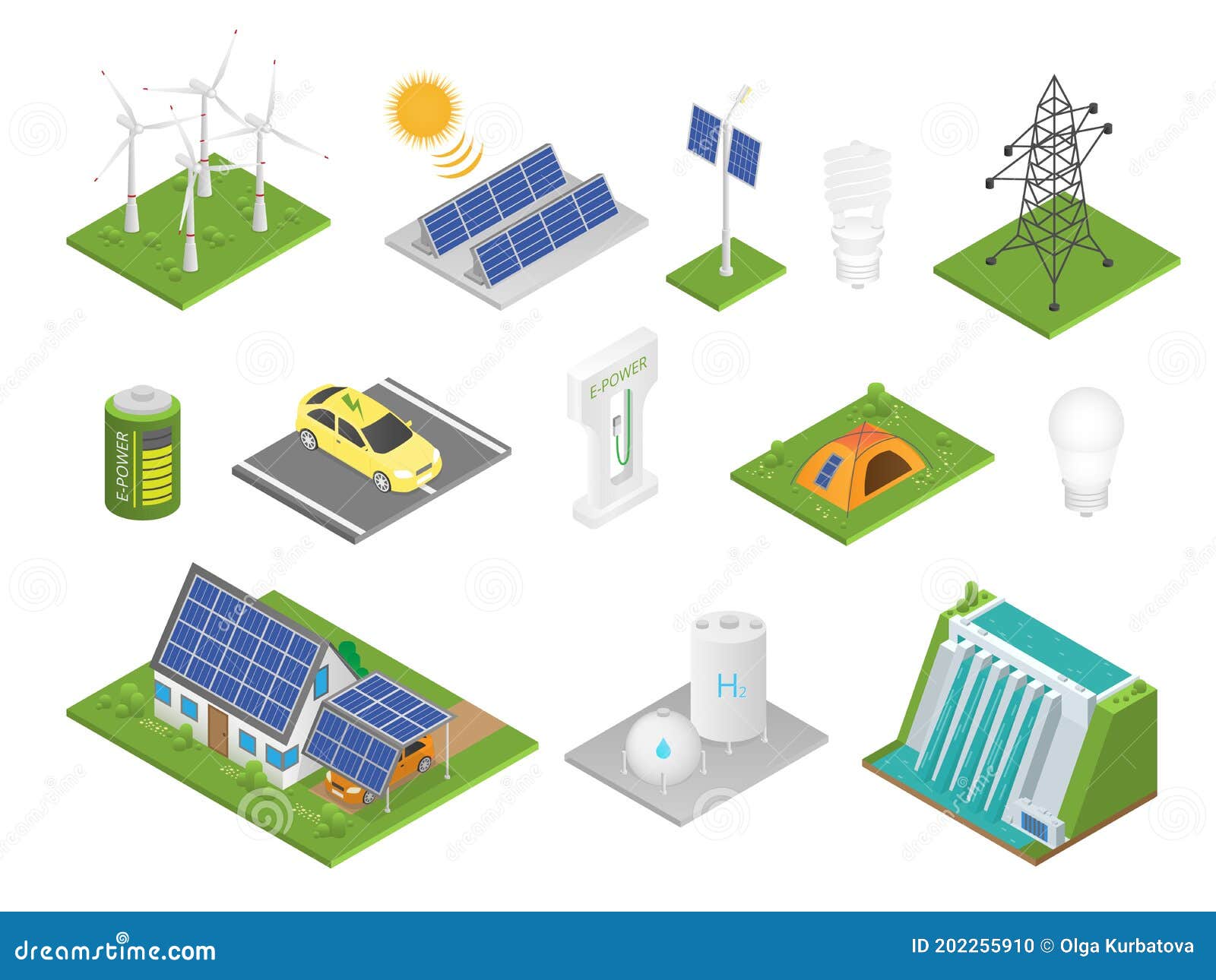 Isometric Green Technologies. Innovative Eco Industry Collection ...