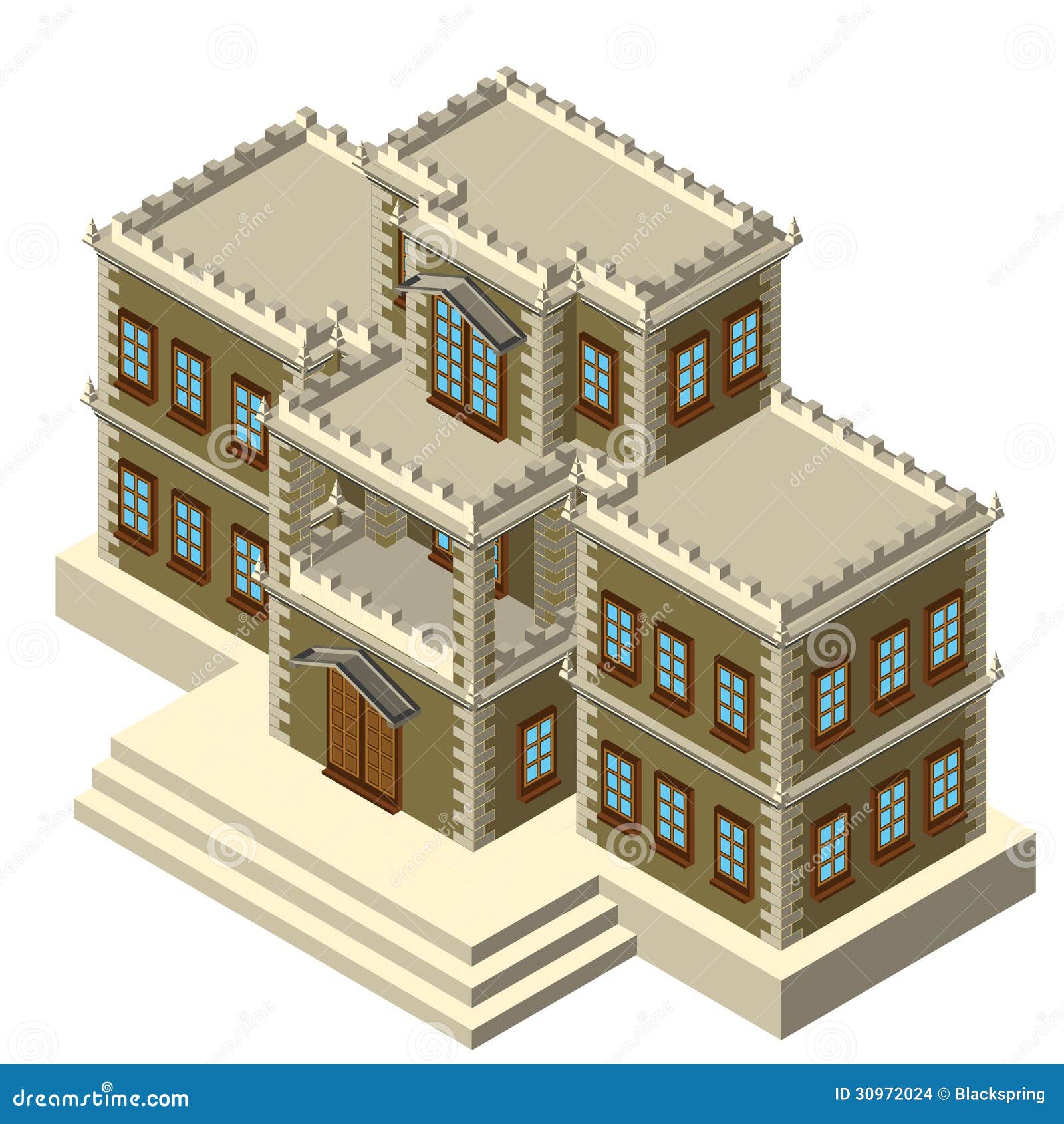 Isometric grey retro house stock vector. Illustration of build - 30972024