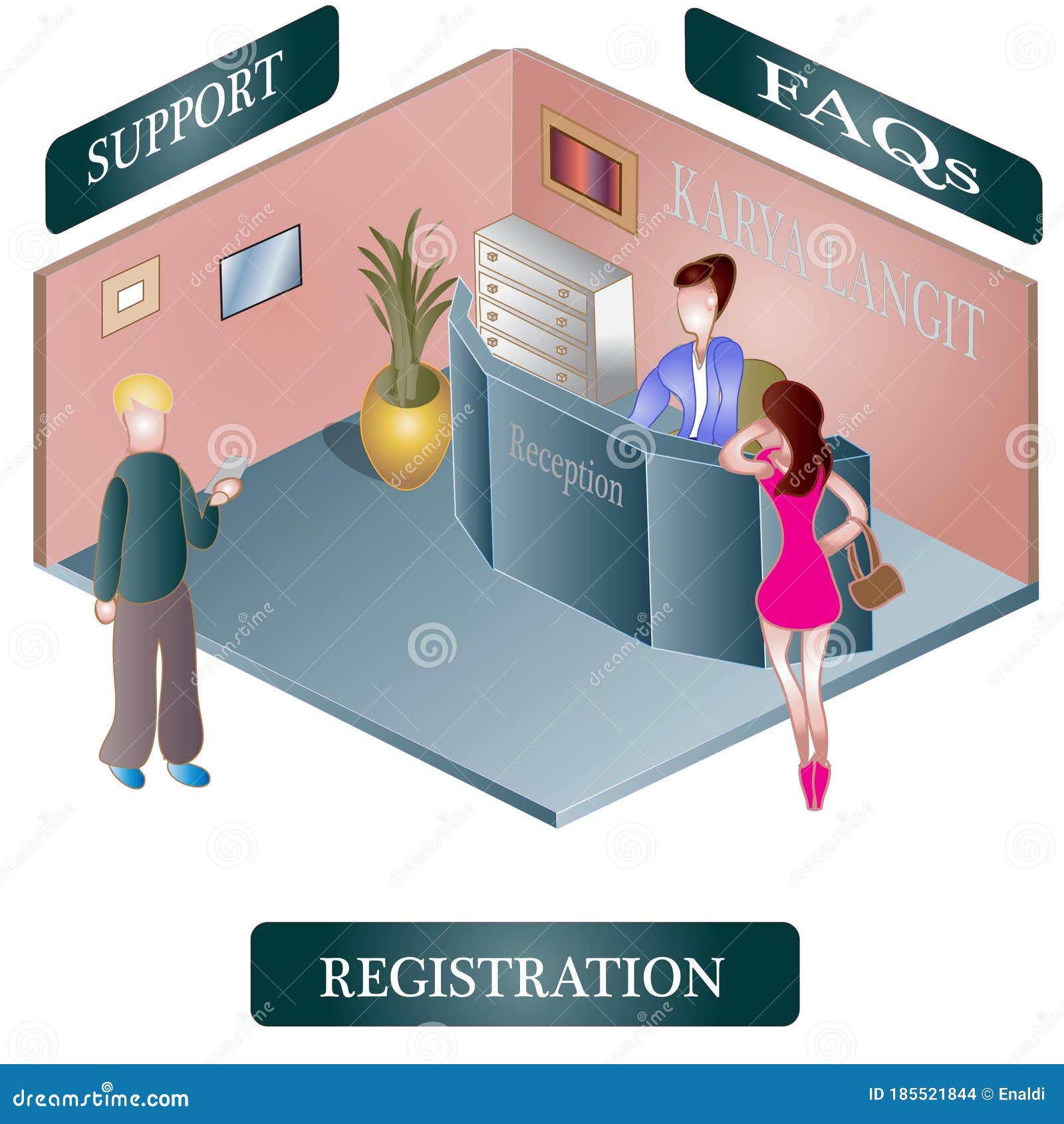 Isometric Office Reception Desk Illustration Stock Vector ...