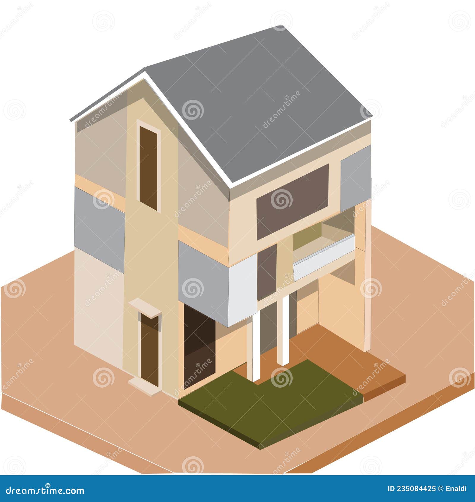 Isometric 3D Modern House Vector Illustration Stock Vector ...