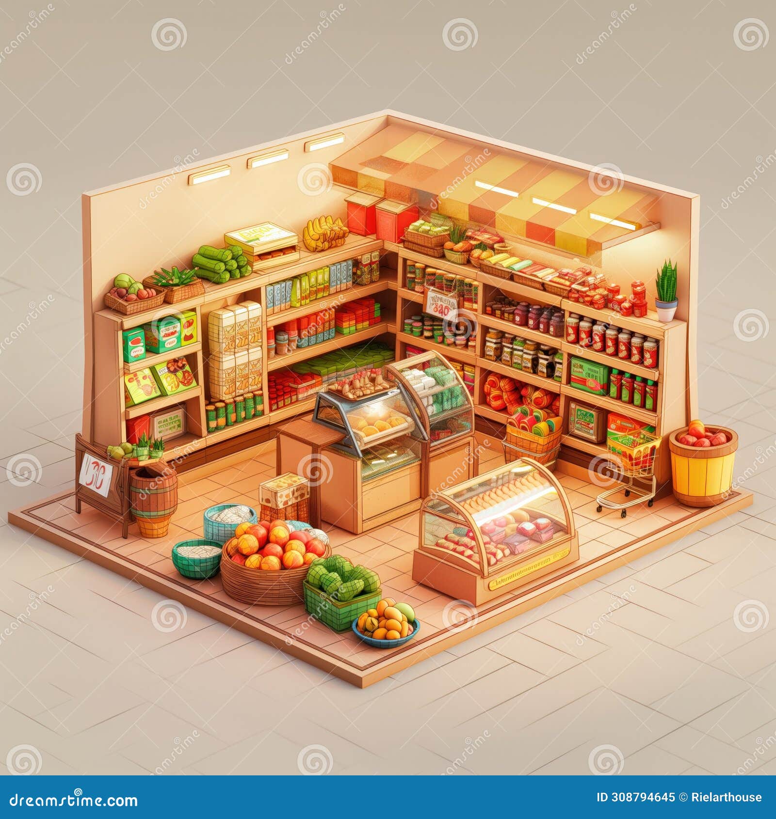 Isometric Grocery Store Interior Design Stock Illustration ...