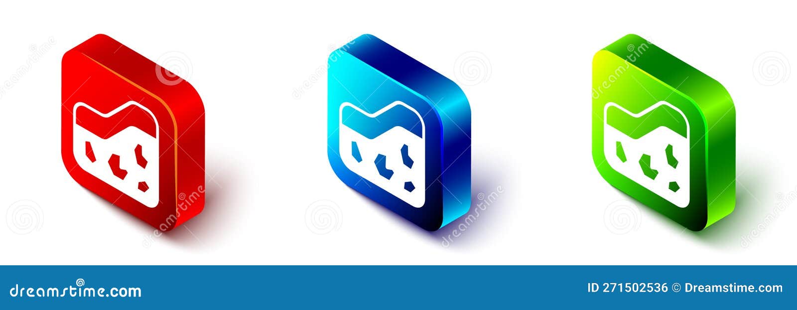 Isometric Ground Icon Isolated on White Background. Red, Blue and Green ...