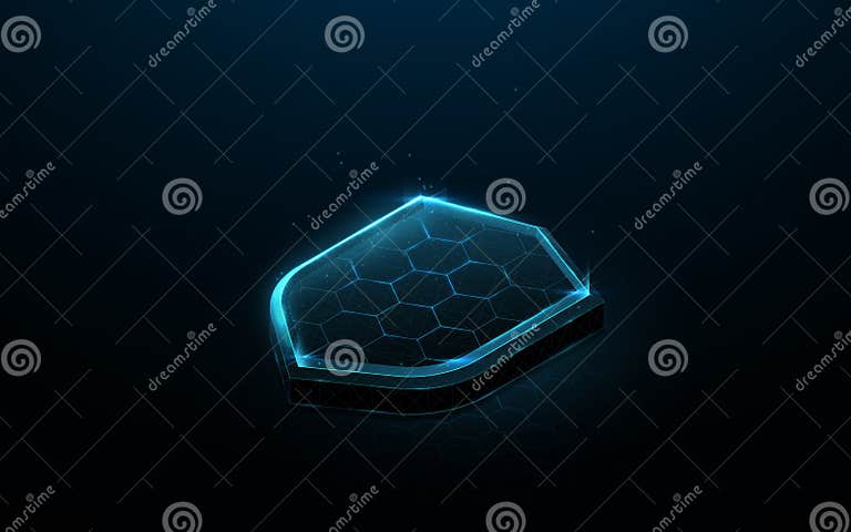 Isometric Guard Shield. Protect and Safe Concept. Low Polygonal and ...
