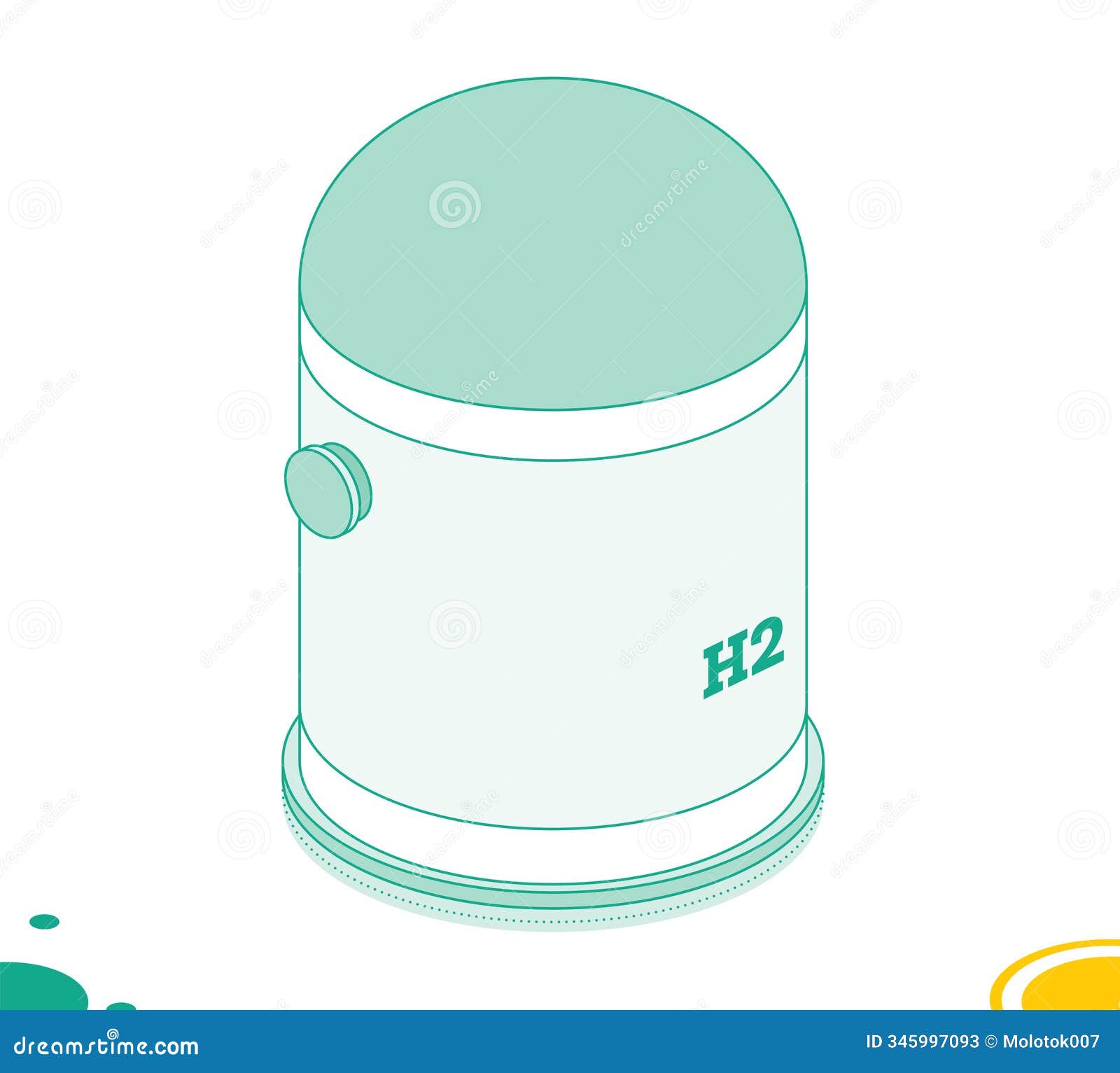 Isometric H2 Hydrogen Storage Tank. Outline Object Isolated On White ...