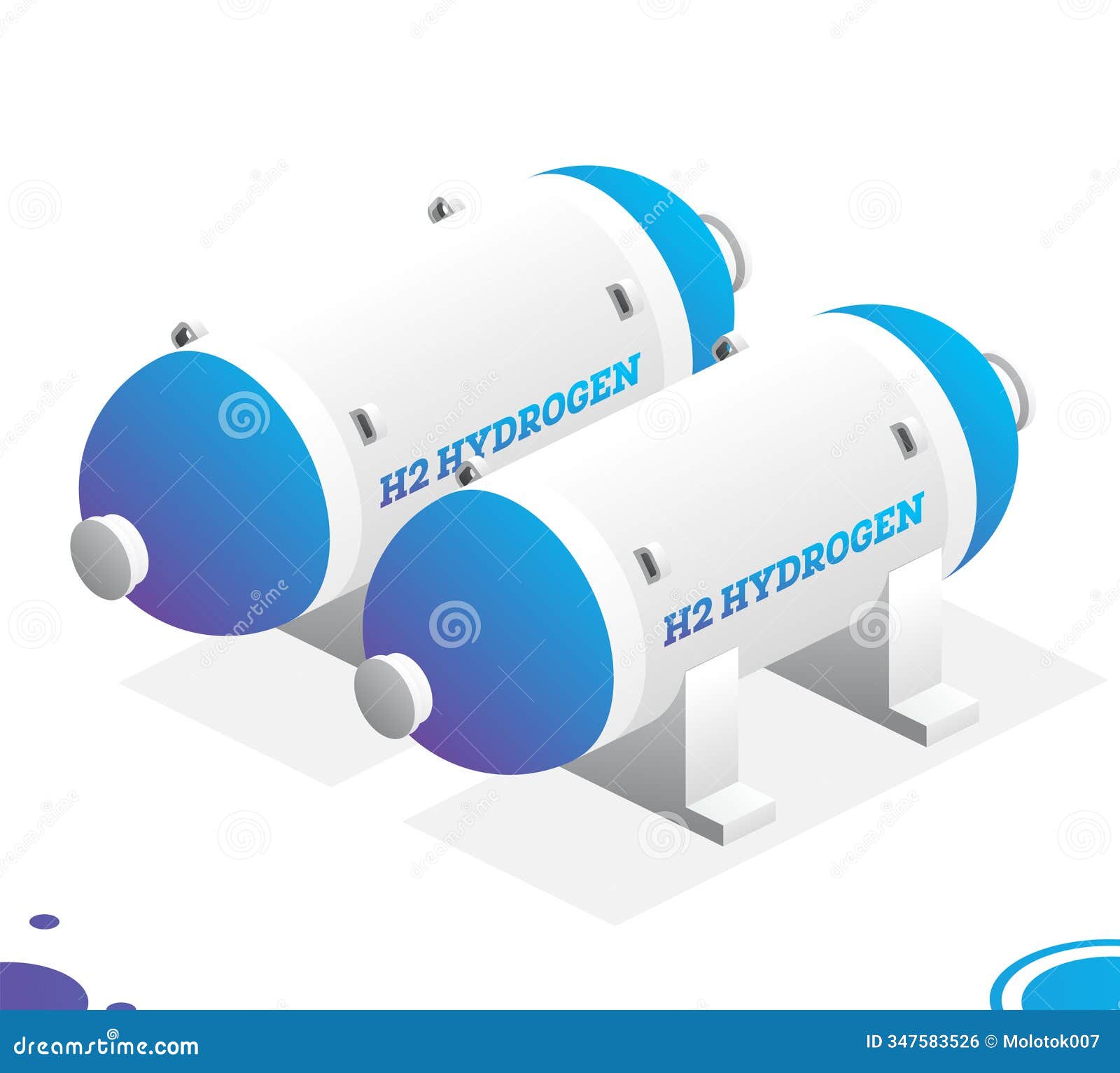 Isometric H2 Hydrogen Storage Tanks. Objects Isolated on White ...