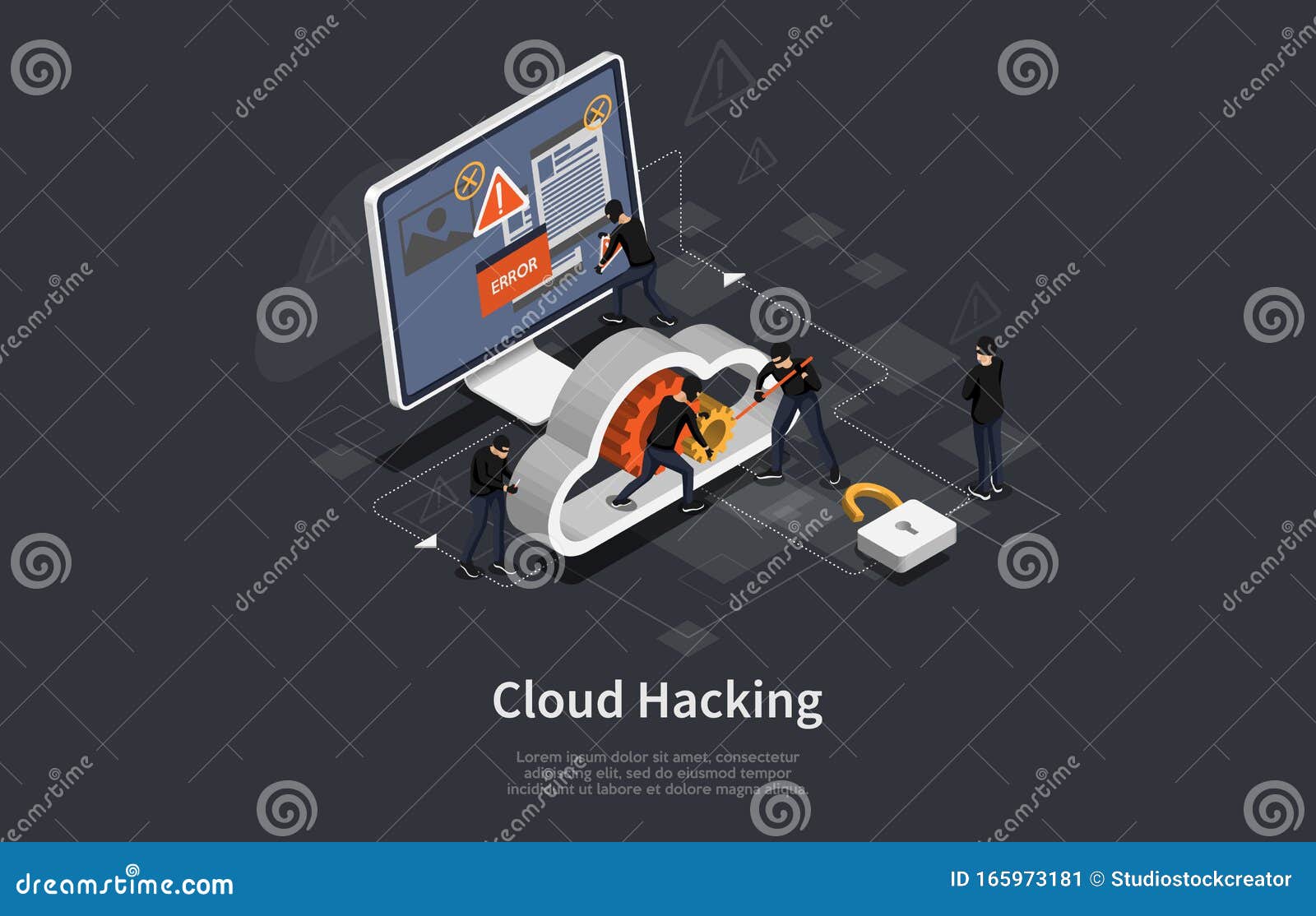 Isometric Hacker Activity Concept Infografisch Malplaatje Met De ...