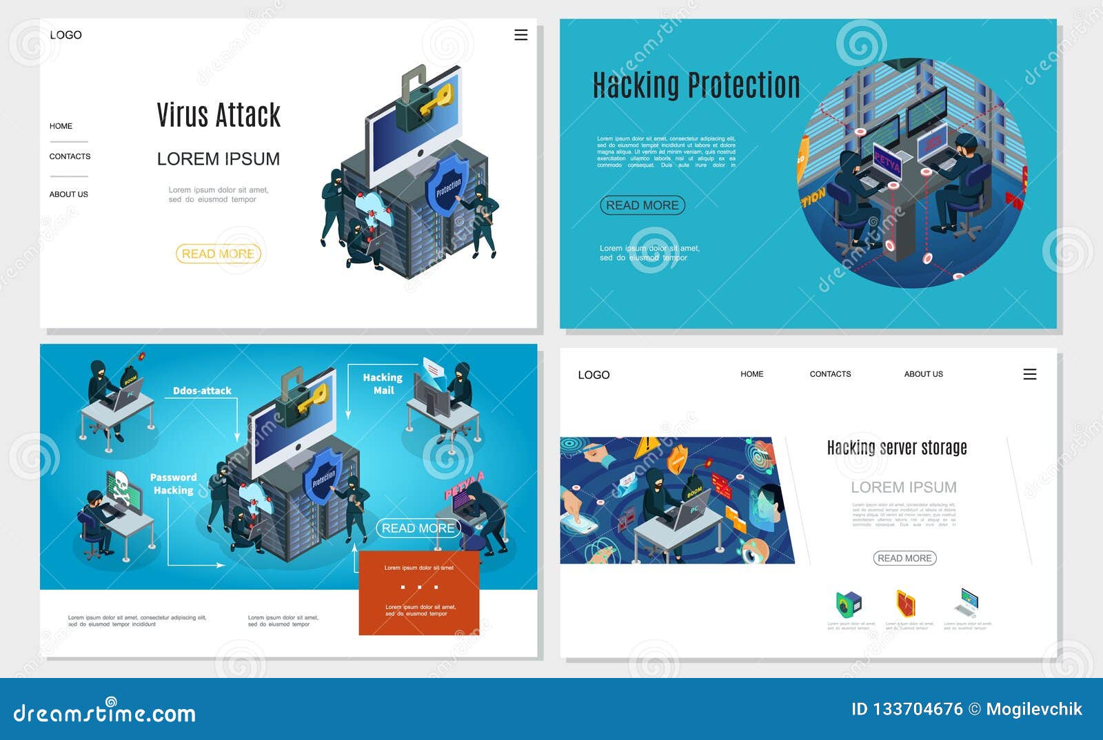 Isometric Hacker Activity Infographic Template Cartoon Vector | CartoonDealer.com #139364899