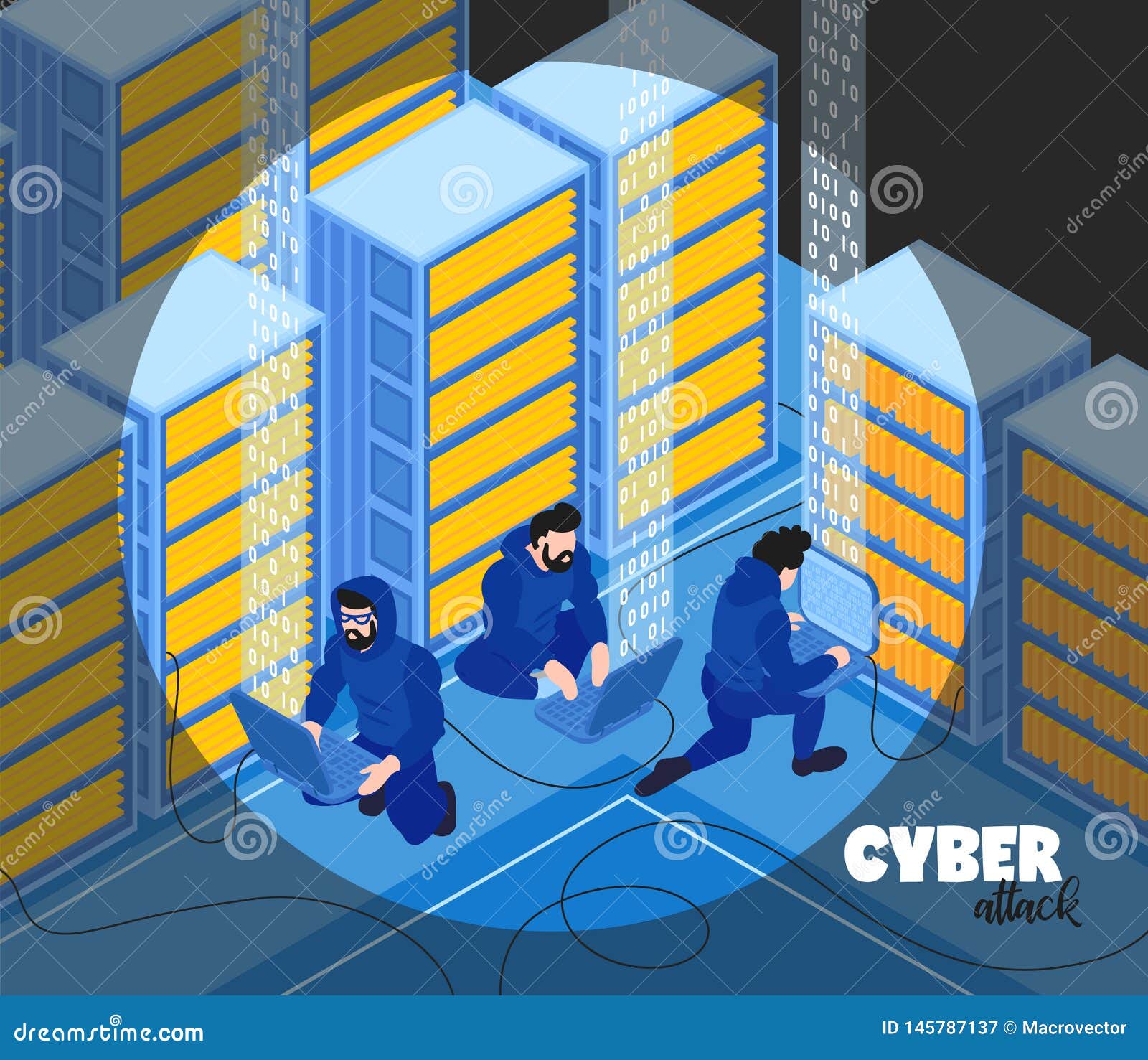 Hackers Isometric Background Composition Stock Vector - Illustration of ...