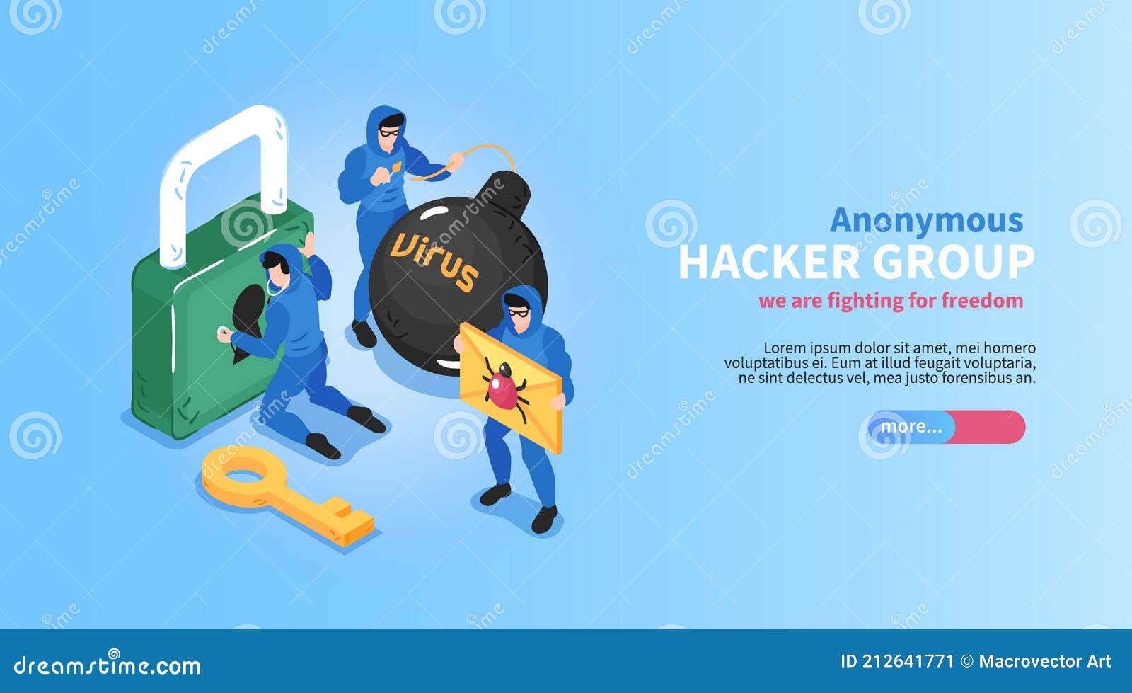 Isometric Hacker Horizontal Banner Stock Vector - Illustration of ...