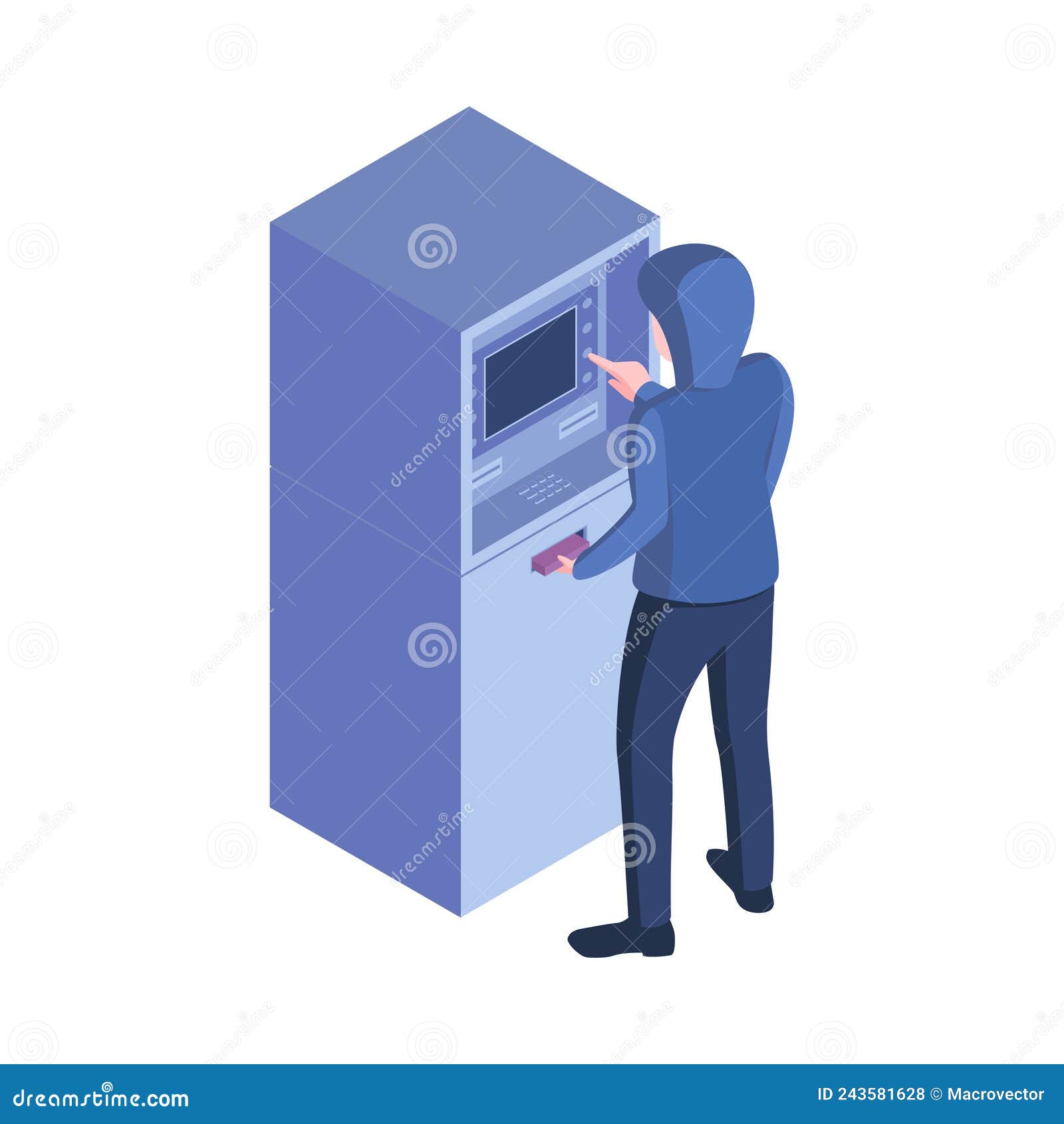 Hacking The Atm Composition Stock Vector Illustration Of Shield