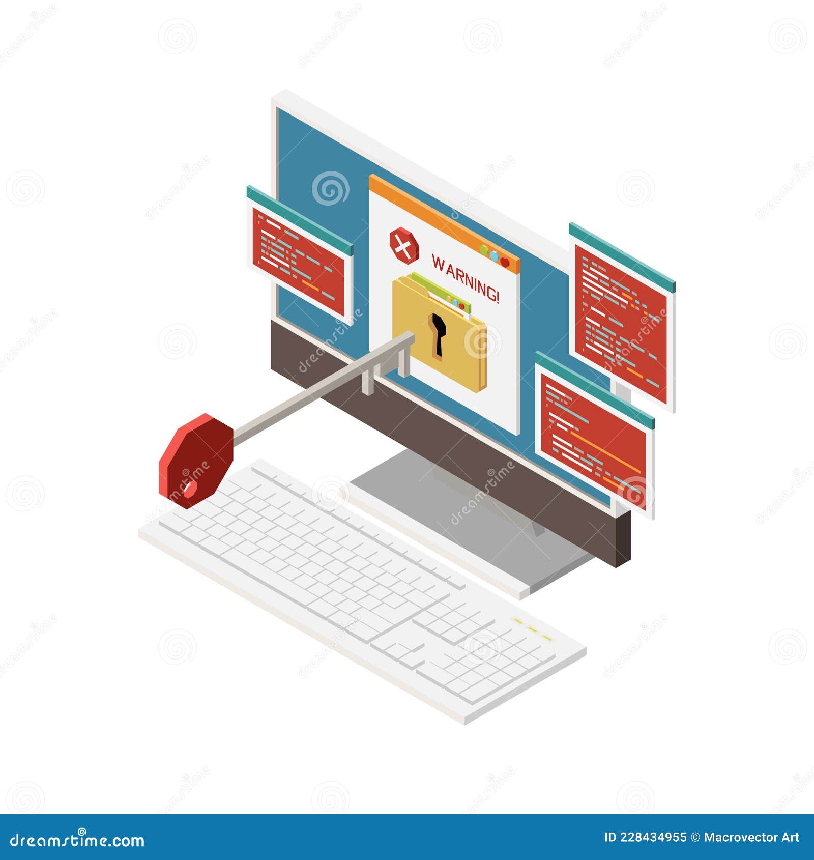 Isometric Hacking Icon stock vector. Illustration of criminal - 228434955