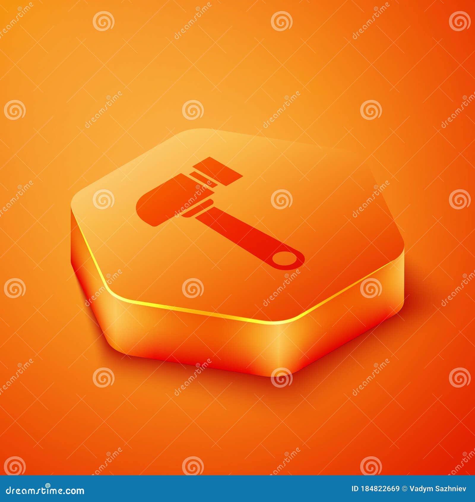 Isometric Hammer Icon Isolated on Orange Background. Tool for Repair ...