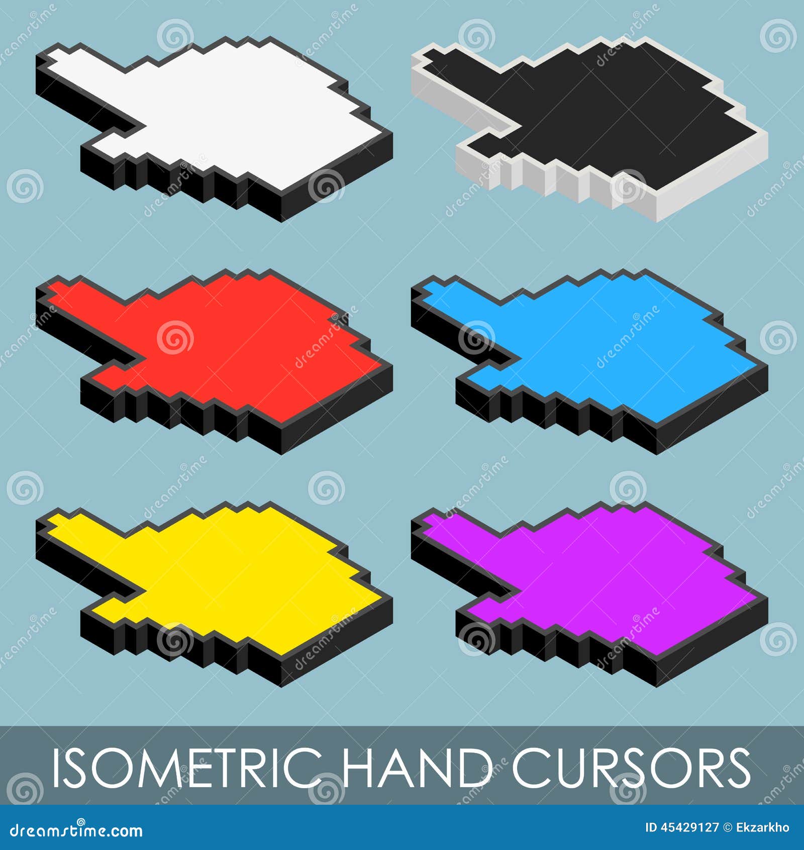 Isometric hand cursors stock vector. Illustration of color - 45429127