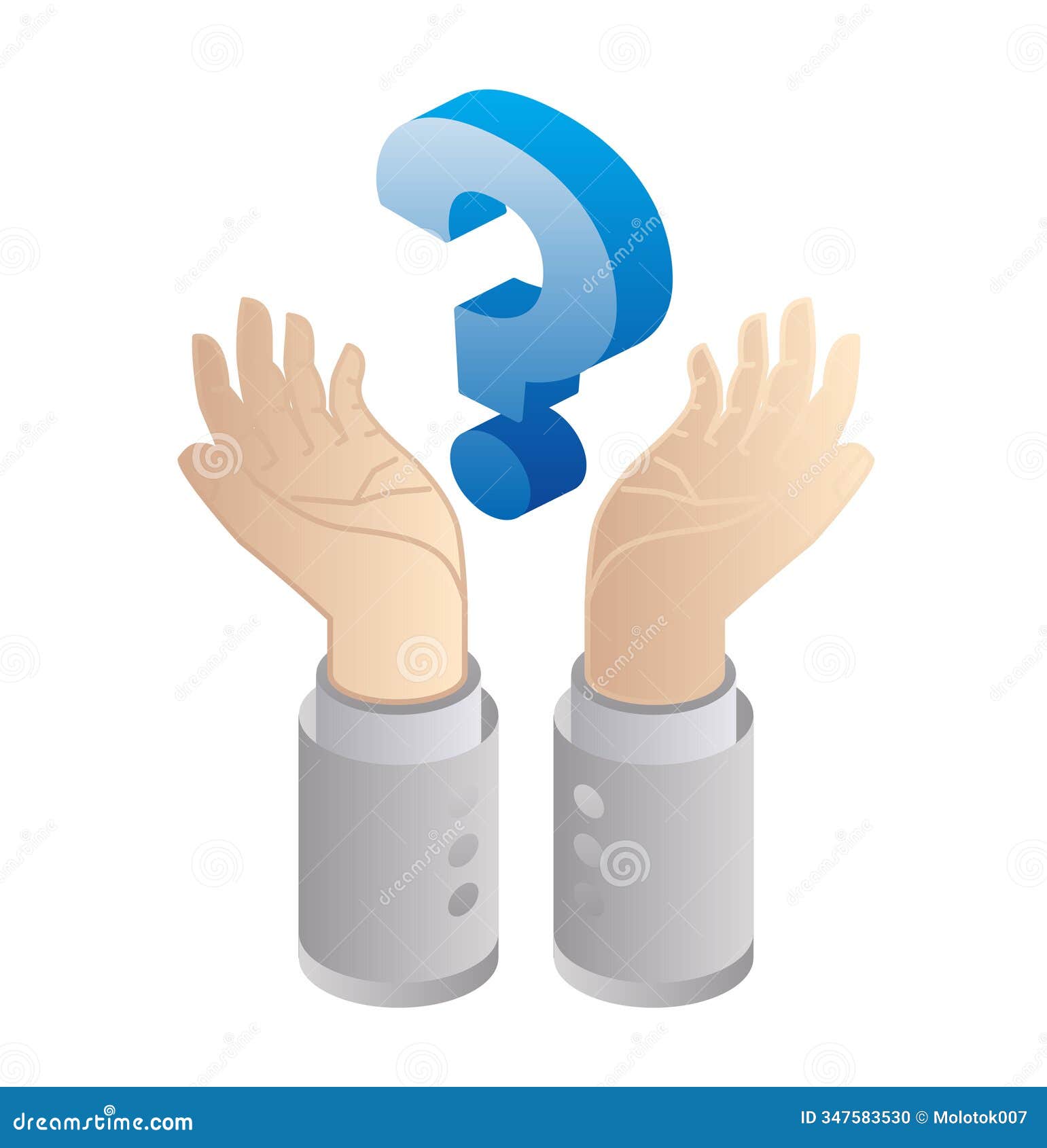 Isometric Hands Hold Big Question Mark. FAQ Concept Isolated on White ...