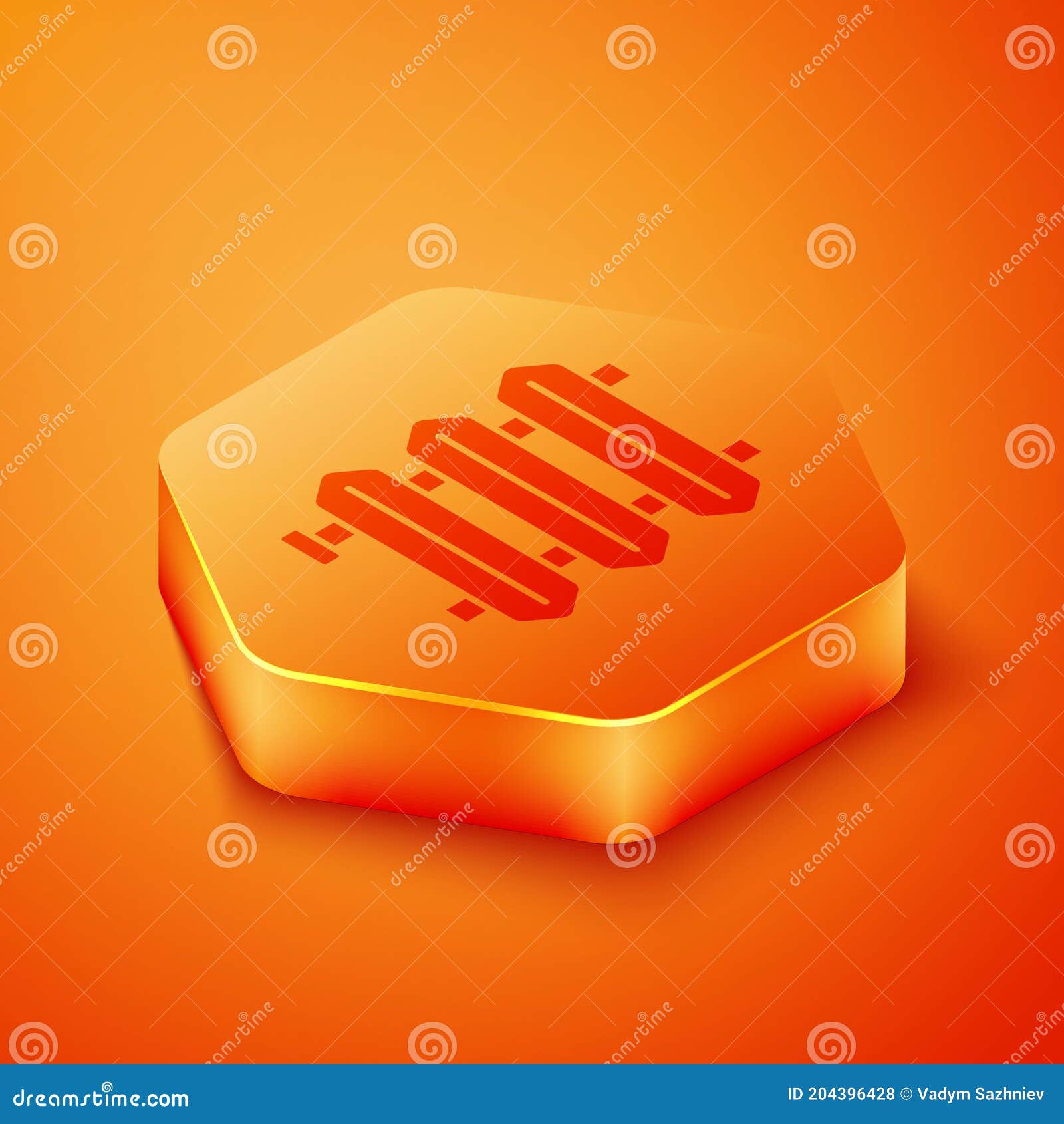 Isometric Heating Radiator Icon Isolated on Orange Background. Orange ...