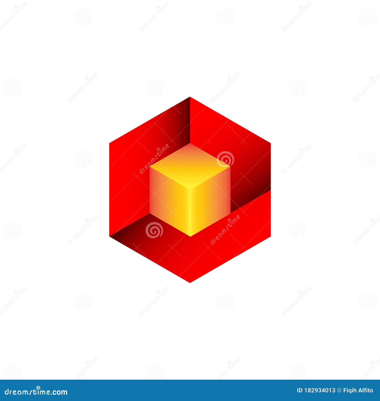 Isometric Hexagon with 3D Cube. Abstract. Flat Design Stock Vector ...