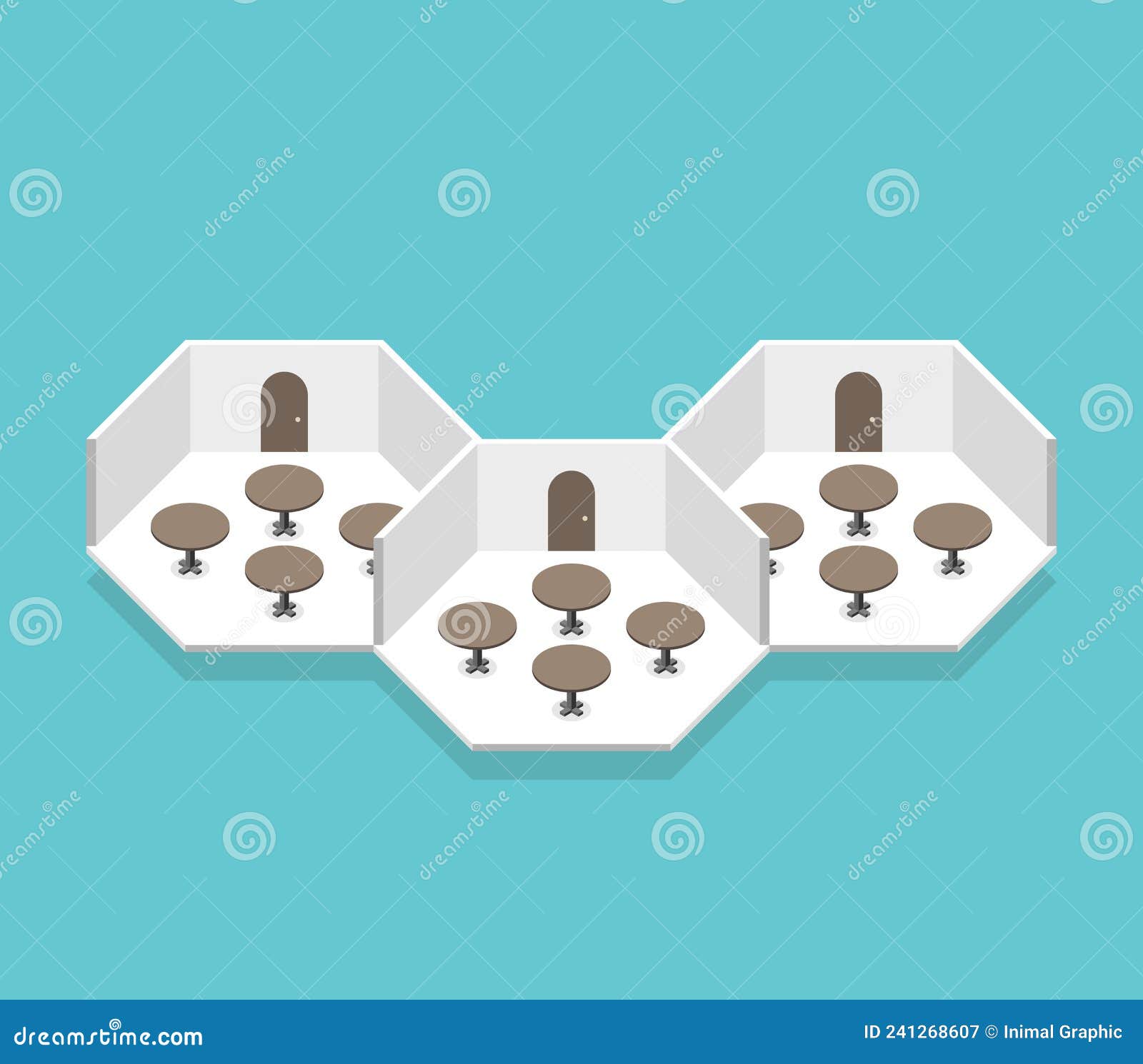 Isometric Hexagonal Rooms Floorplan Stock Vector - Illustration of ...