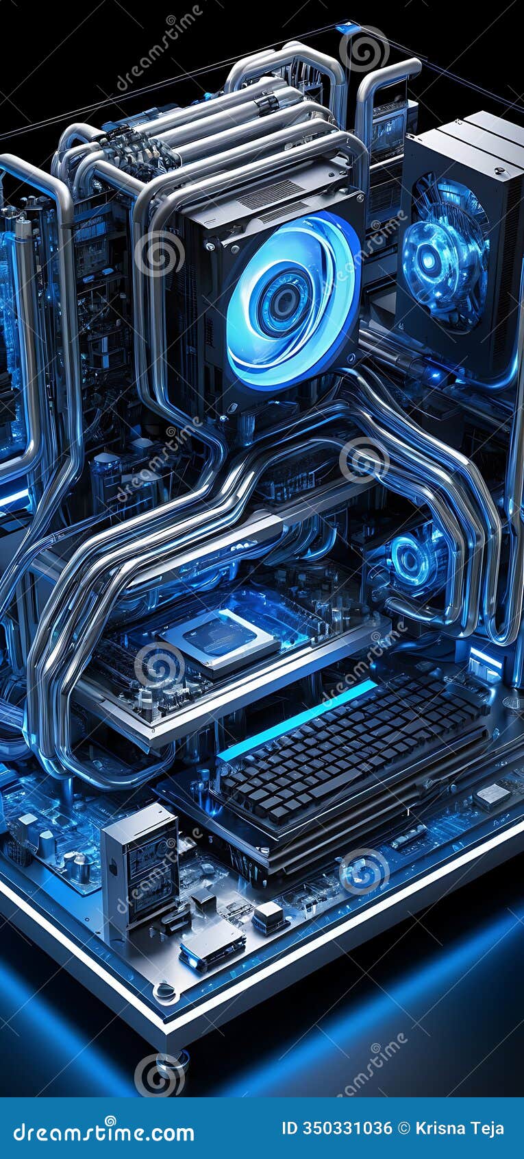 Isometric Hi-Tech Computer with Energy Core Stock Illustration ...