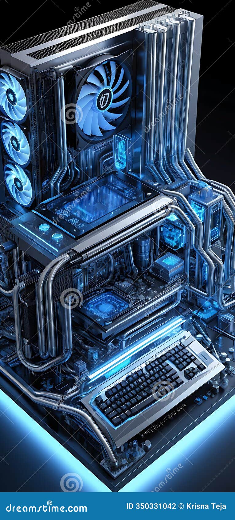 Isometric Hi-Tech Computer with Energy Core Stock Illustration ...